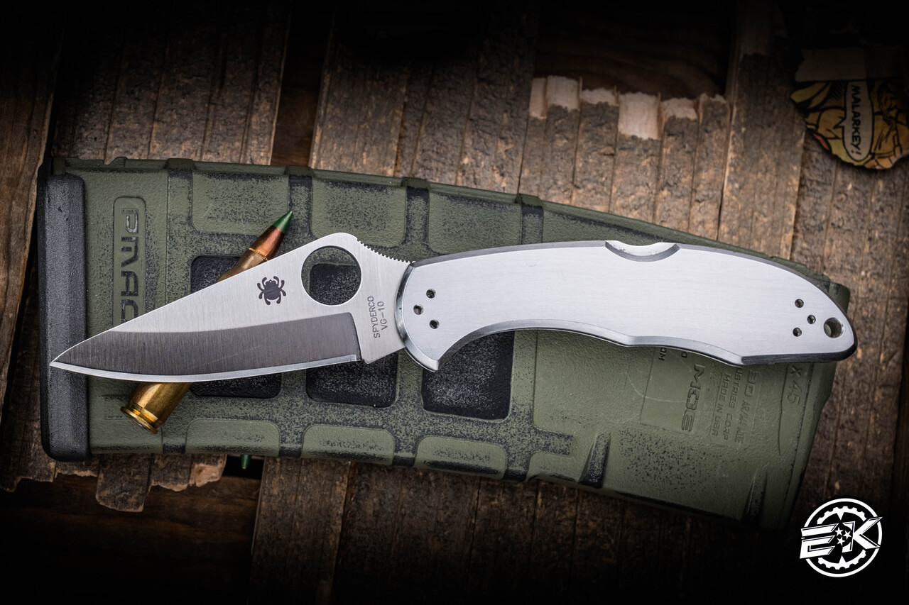Preowned-Spyderco Delica 4 Stainless Steel Knife 2.9" VG-10 Satin C11P