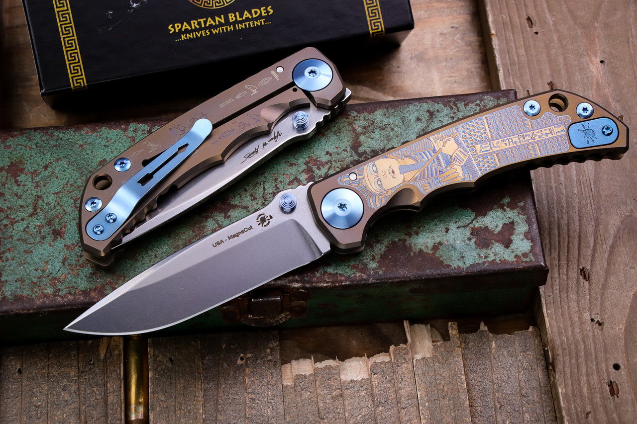 Spartan Blades SHF Harsey Custom Folder King Tut Titanium 4" MagnaCut ...