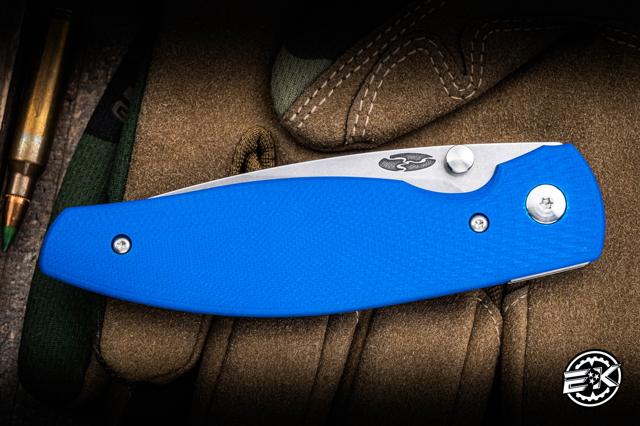 Three Rivers Manufacturing ATOM Folding Knife Lizard Skin Royal Blue ...