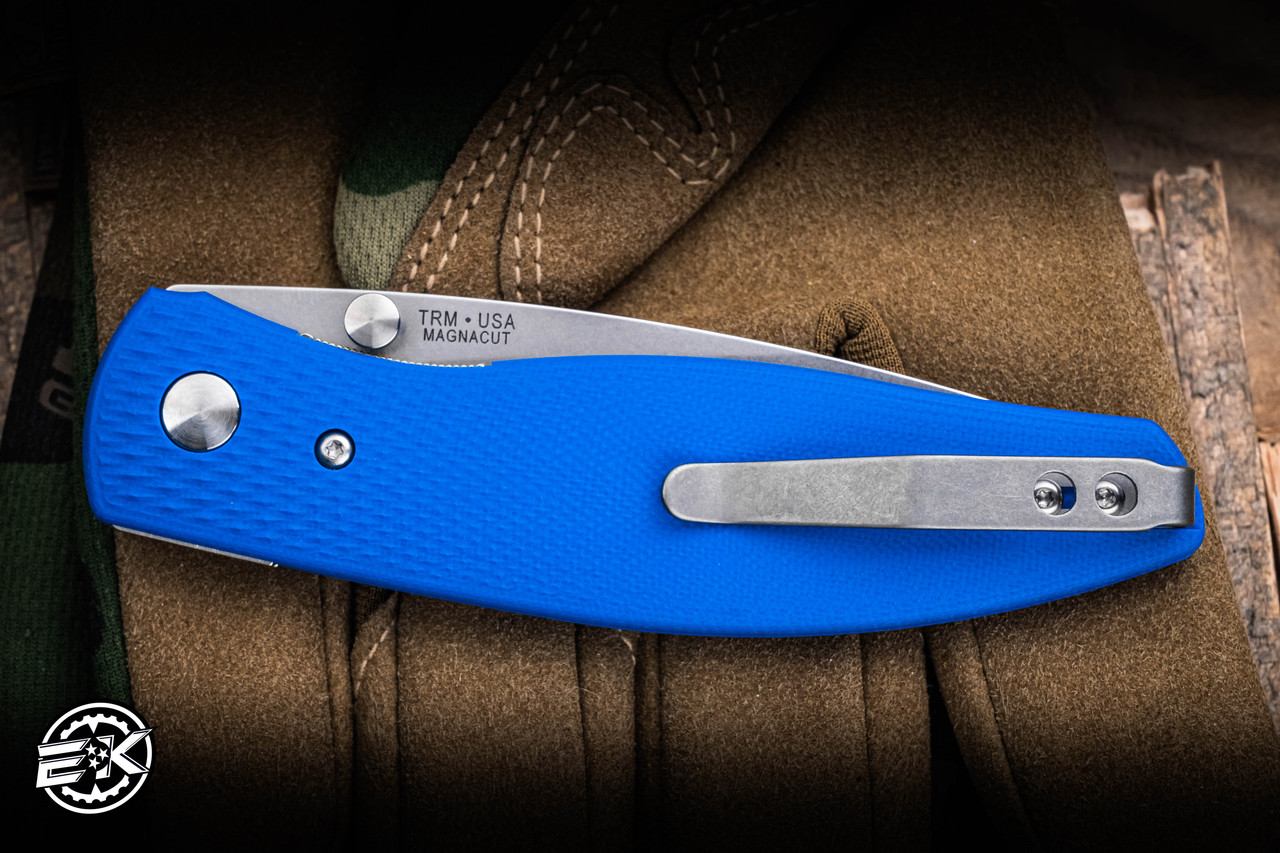 Three Rivers Manufacturing ATOM Folding Knife Lizard Skin Royal Blue ...