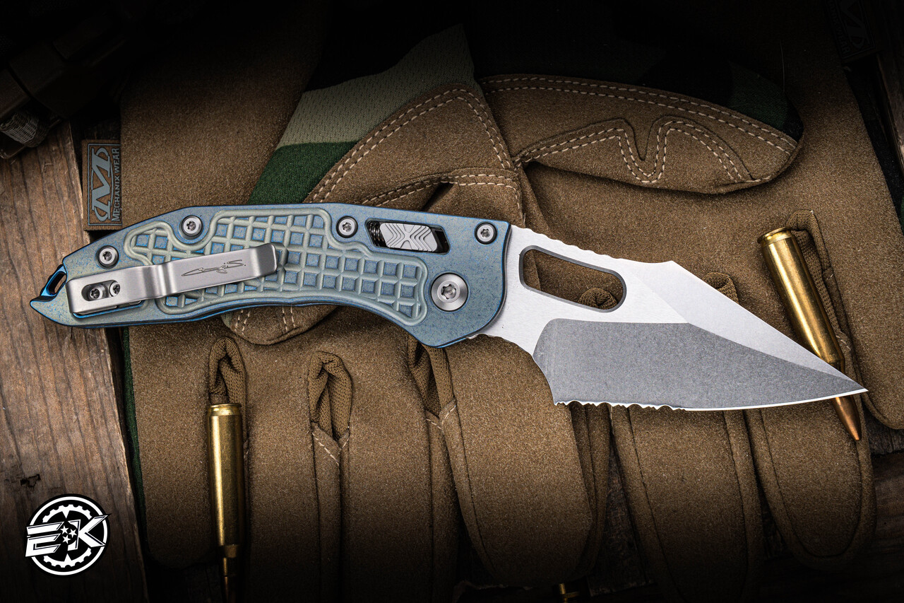 Microtech Marfione Select Stitch Ram-Lok Manual Frag Titanium Blue ...