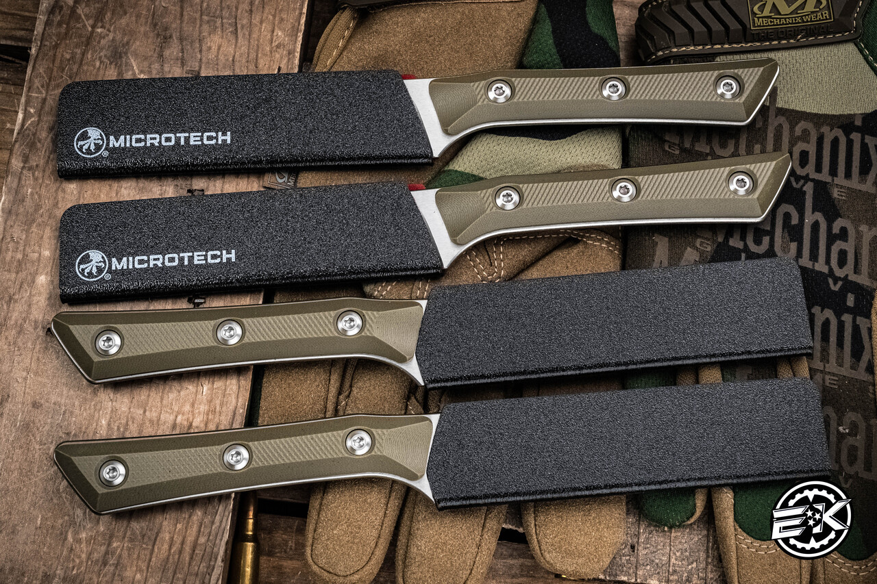 Microtech Steak Knife Fixed Blade Kitchen Set OD Green G10 4.5" M390 ...