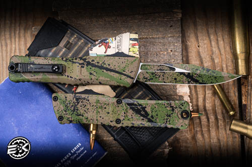 Microtech Combat Troodon Gen III OTF Splatter OD Green-Tan 4" M390 ...