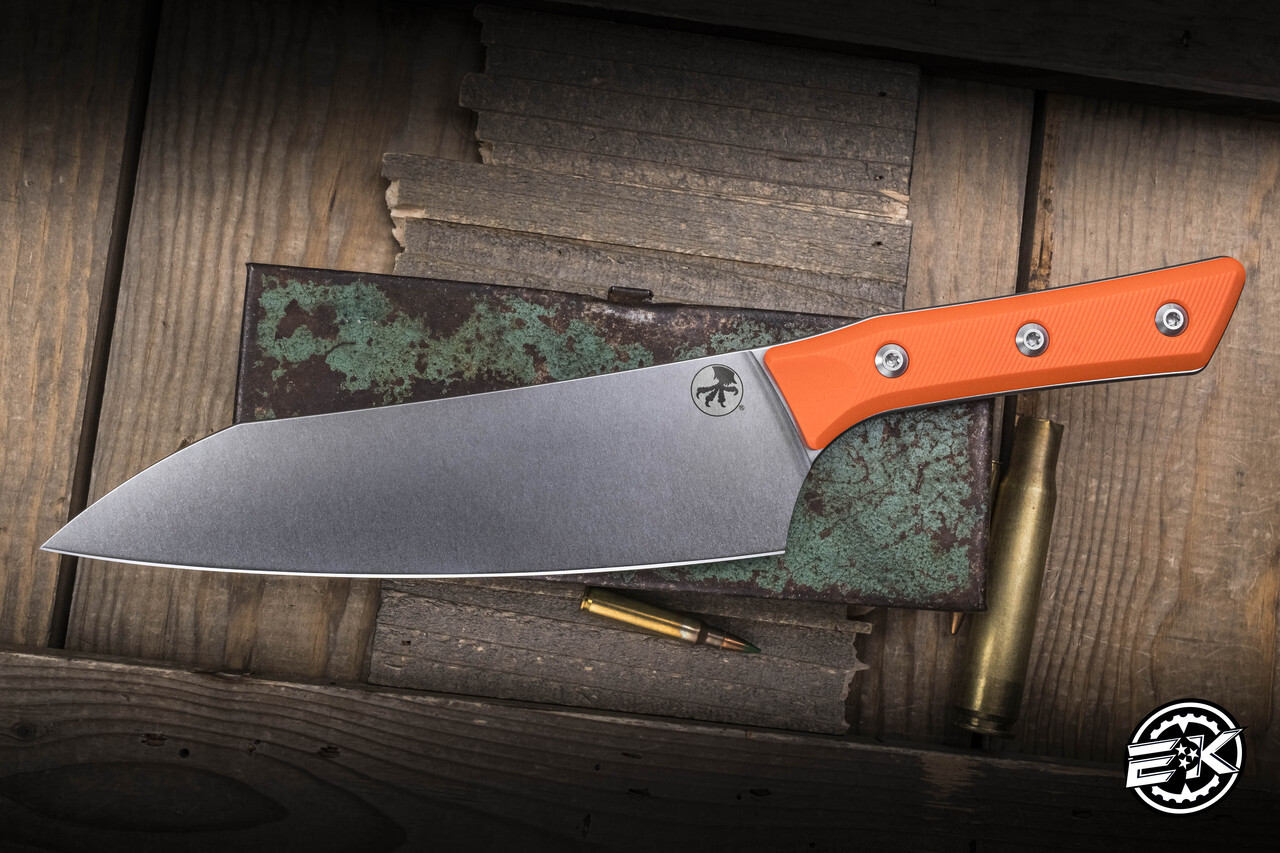 Microtech Chef Kitchen Knife Ember G10 8" M390 Stonewash 3000-10EM