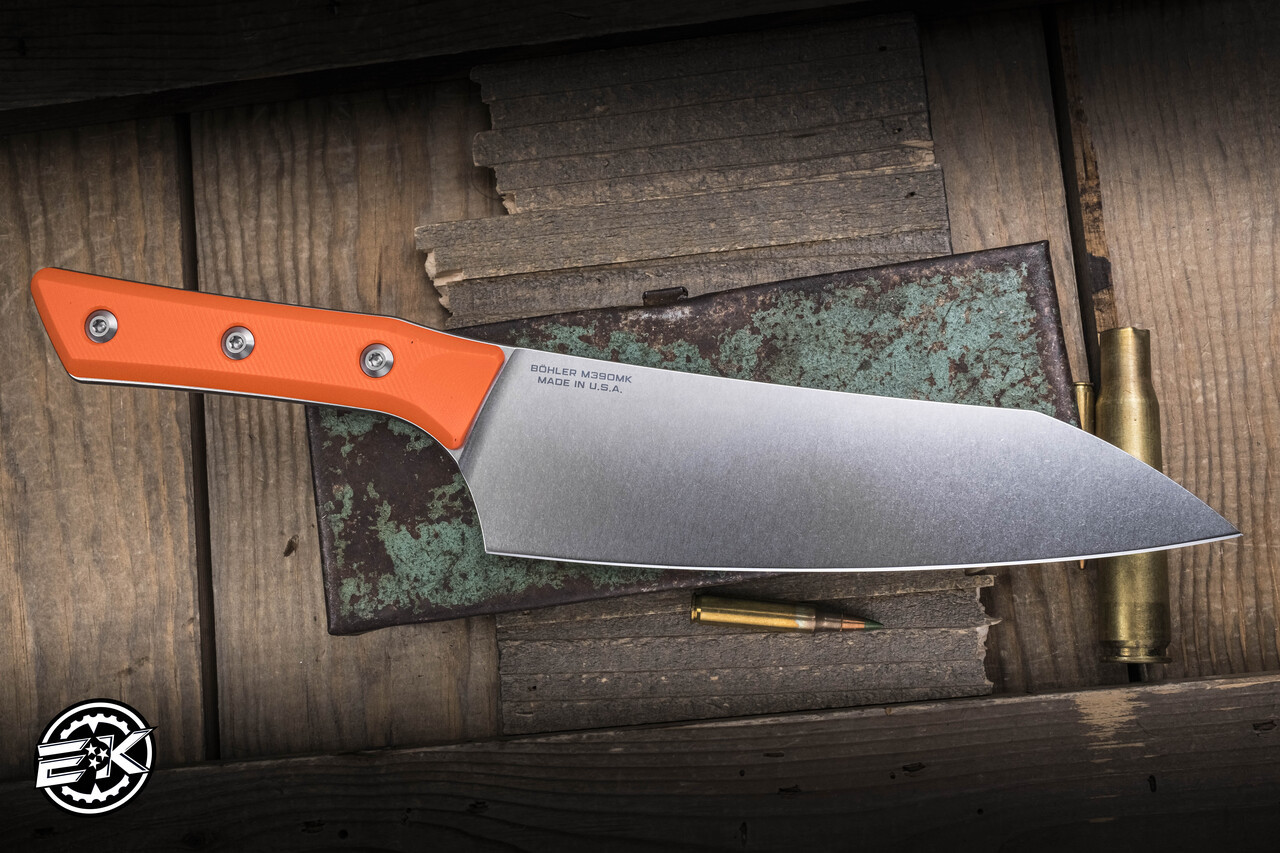 Microtech Chef Kitchen Knife Ember G10 8" M390 Stonewash 3000-10EM