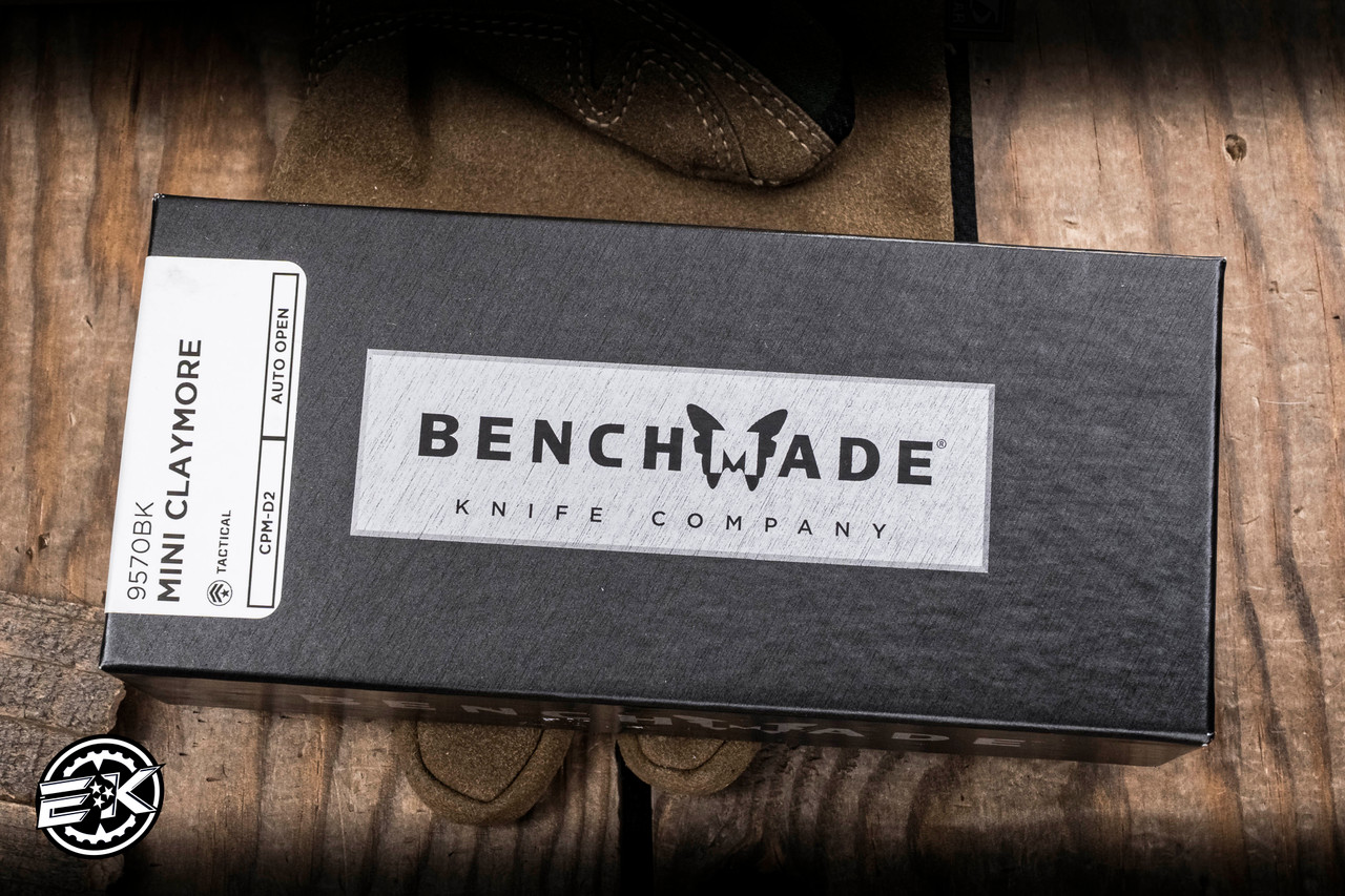 Preowned-Benchmade Mini Claymore Black Automatic Knife Grivory 3" D2 ...