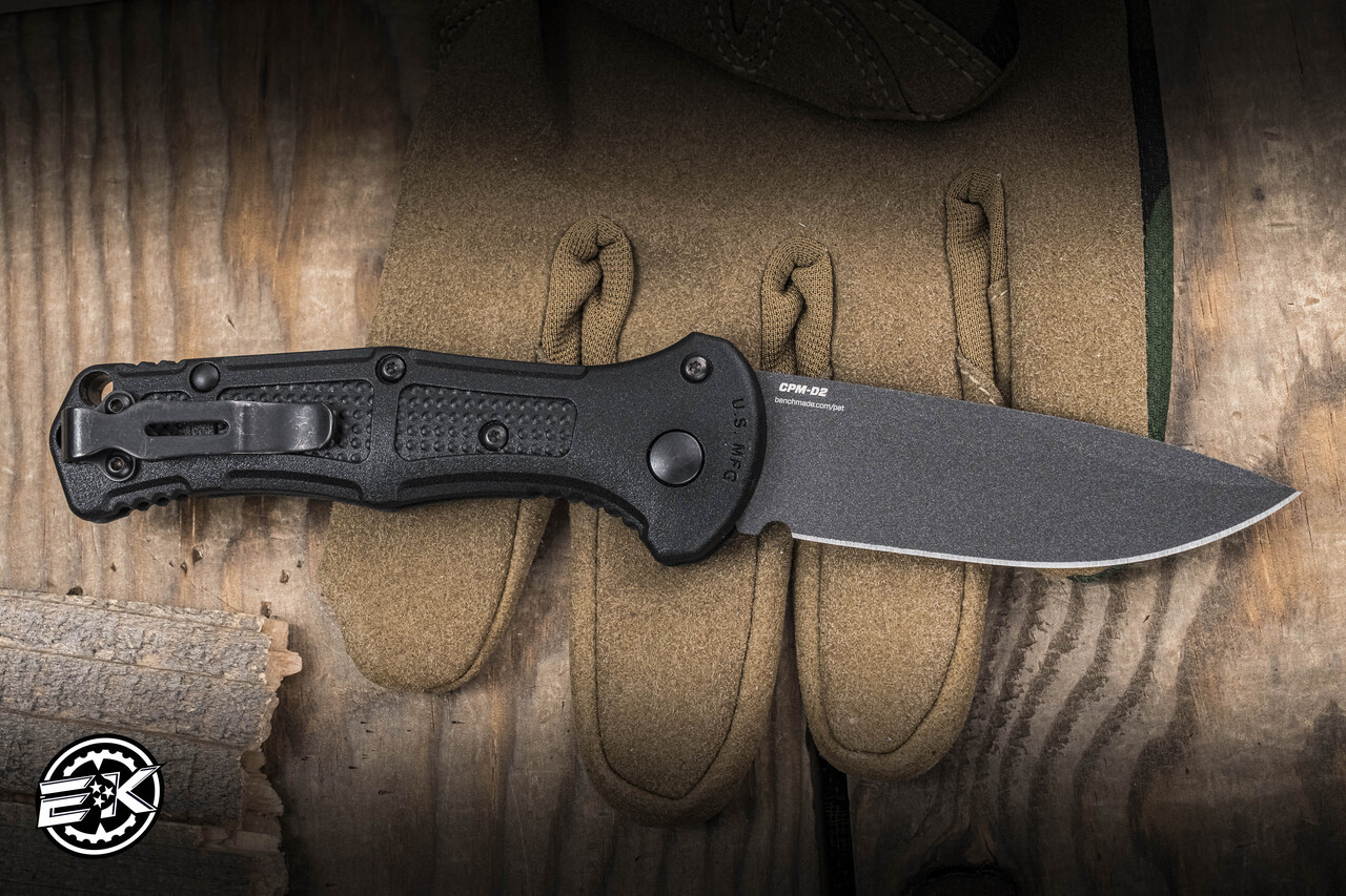 Preowned-Benchmade Mini Claymore Black Automatic Knife Grivory 3" D2 ...