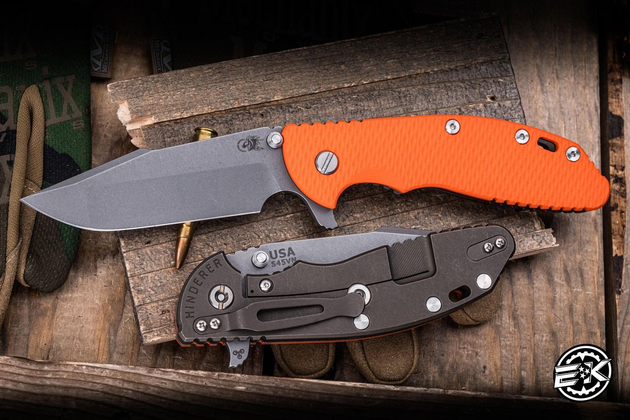 Rick Hinderer Knives XM-24 Folding Knife Orange G10 4" S45VN Harpoon ...
