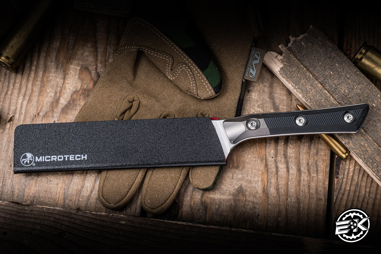 Microtech Utility Kitchen Knife Black G10 6" M390 Stonewash 3400B-10BK