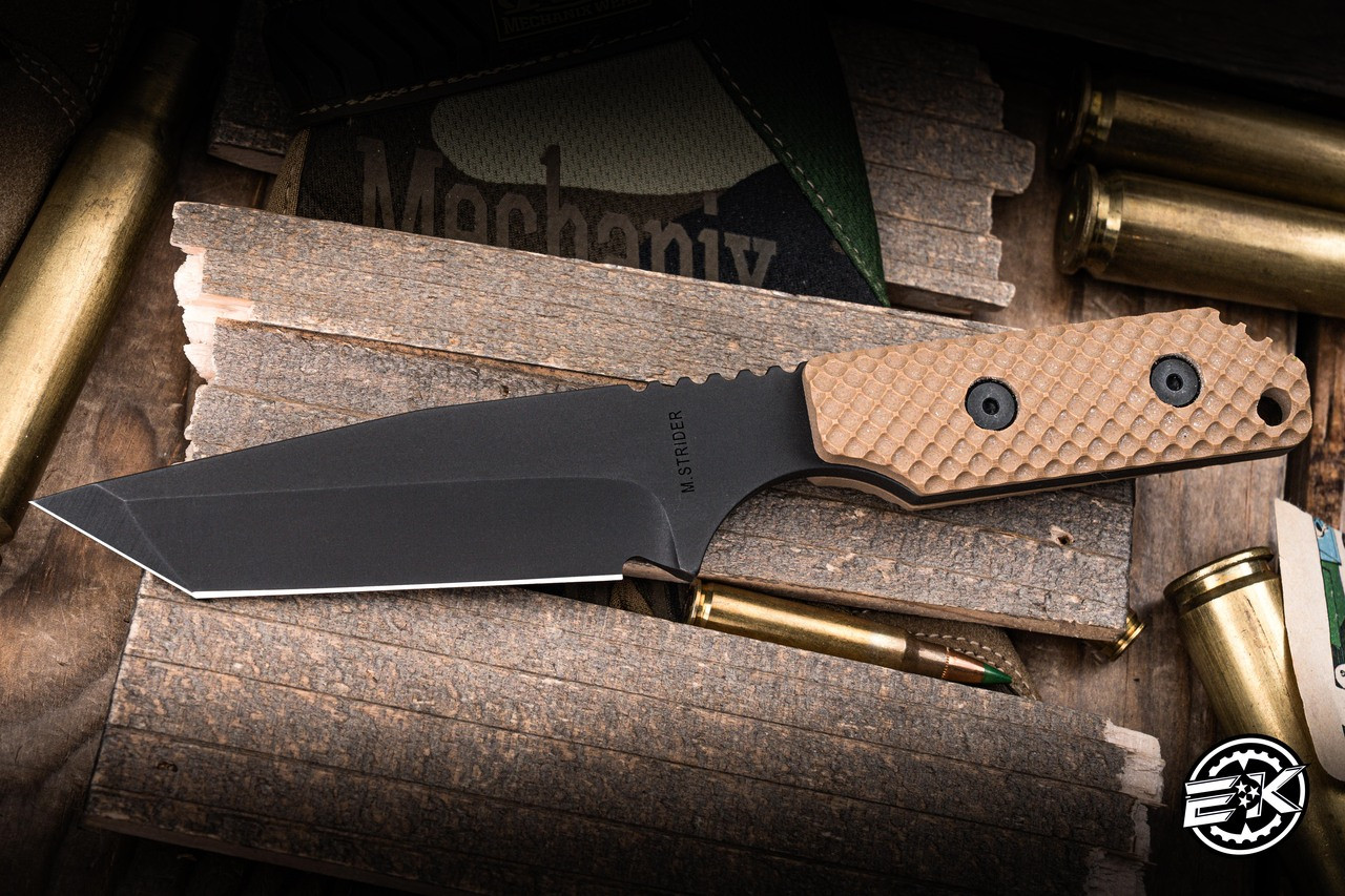 Preowned-Mick Strider Knives Fixed Blade Knife Tan G10 Gunner 4" CTS ...