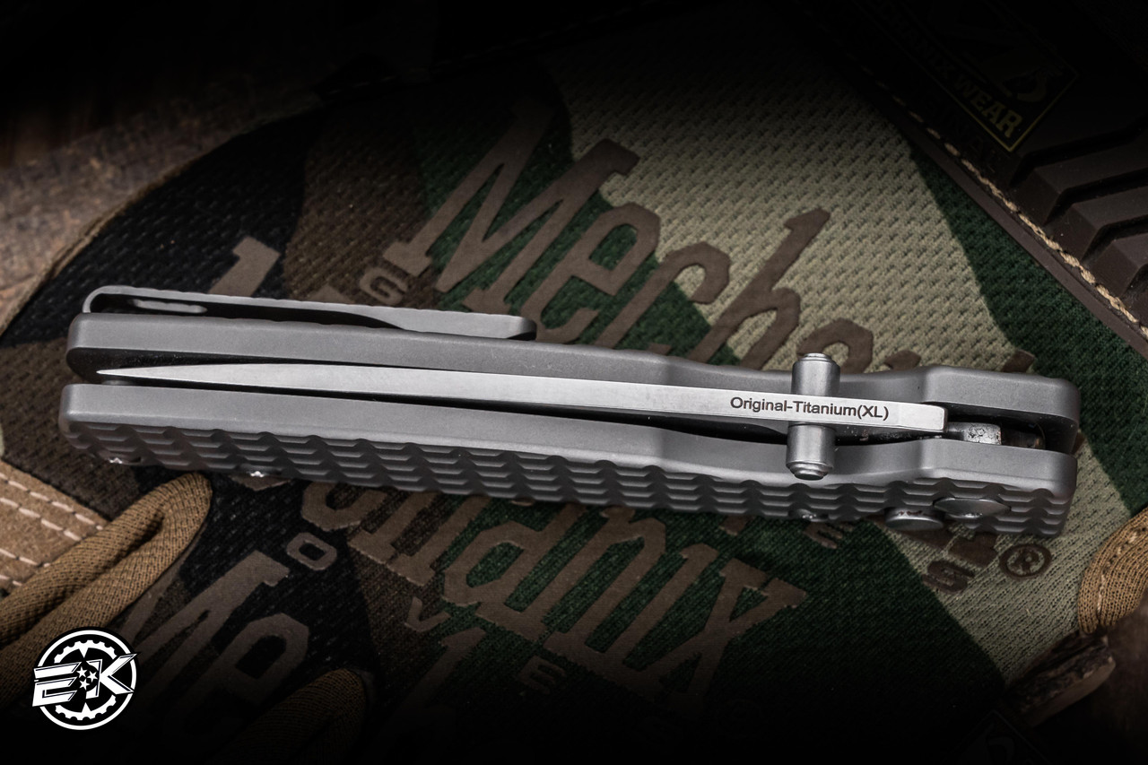 Preowned-Kizer Original XL Titanium Frag 3" S45VN Stonewash