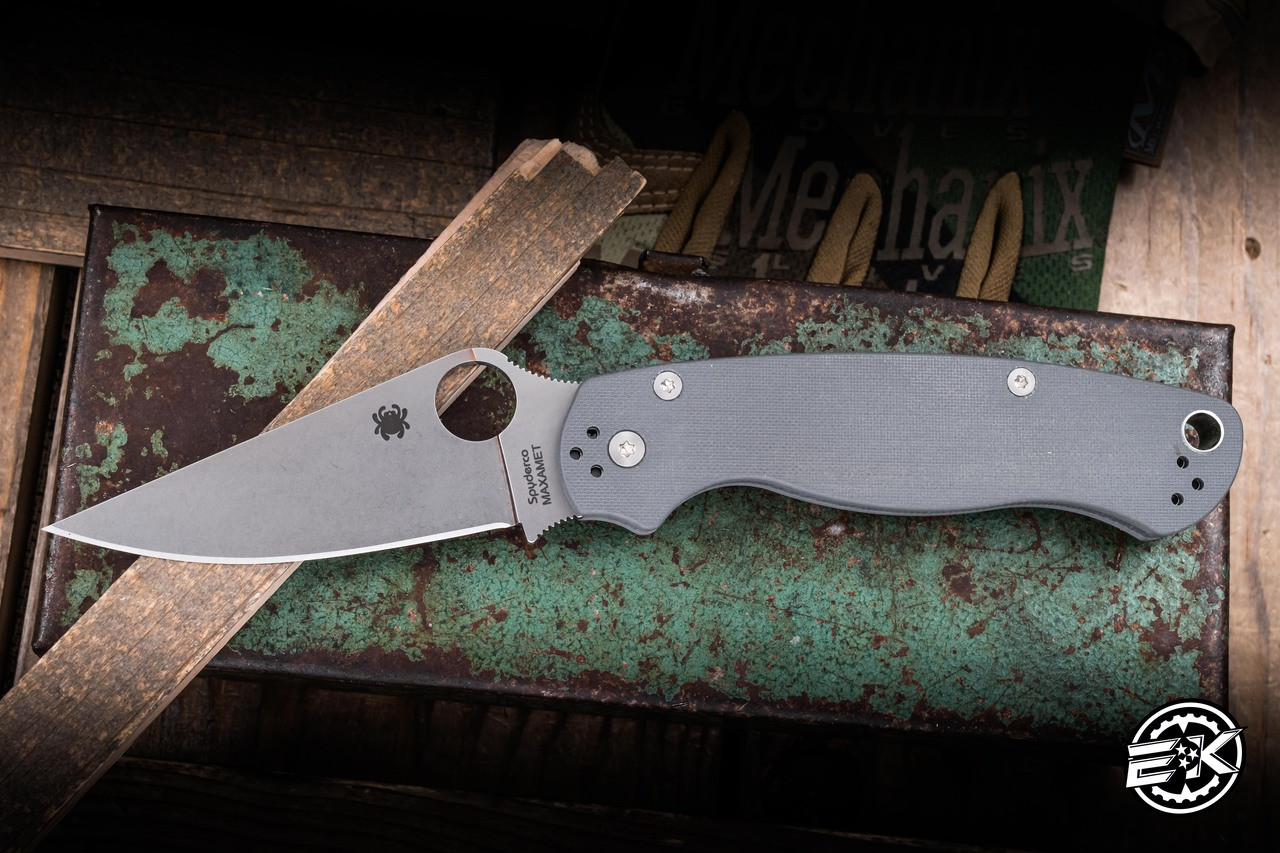 Preowned-Spyderco Paramilitary 2 Folding Knife Dark Gray G10 3.4 ...