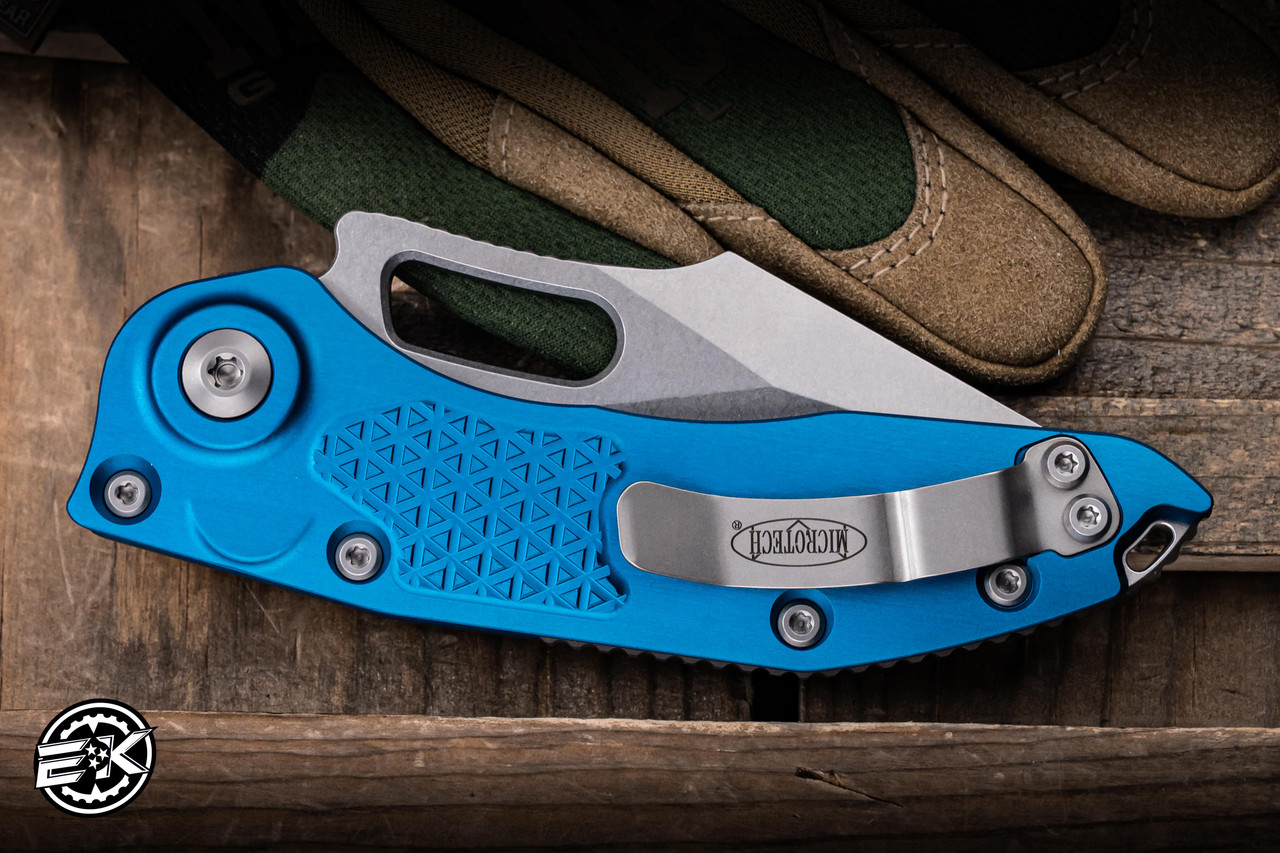 Microtech Stitch Automatic Folding Knife Aluminum Blue 3.75" M390 ...