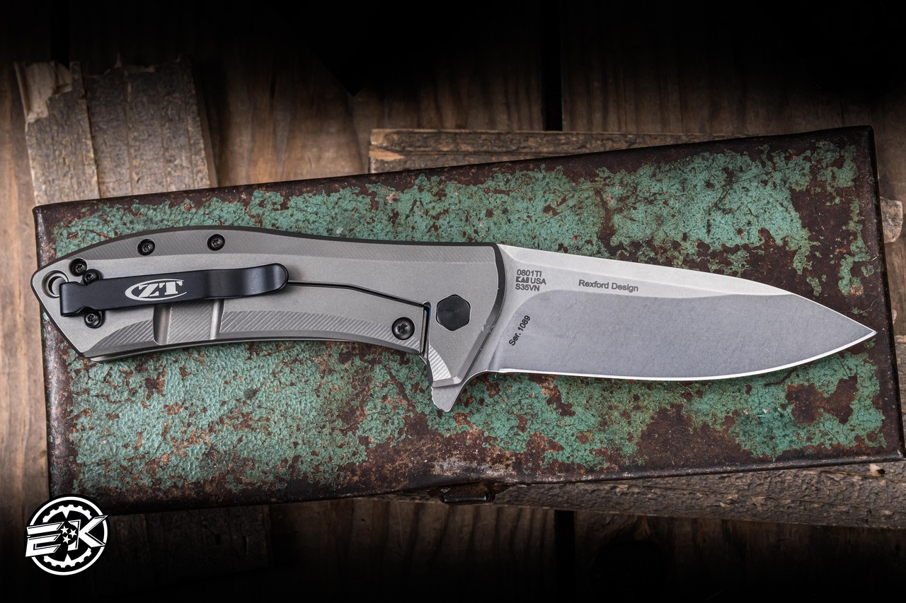 Preowned-Zero Tolerance 0801TI Rexford Titanium Flipper 3.5" S35VN ...