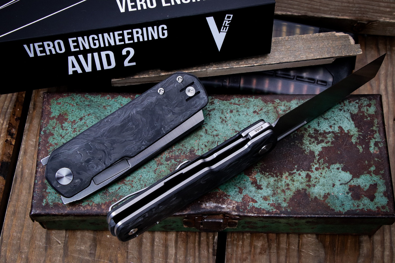 Vero Engineering Avid 2 Folding Knife Marbled Carbon Fiber 3.25" S45VN ...