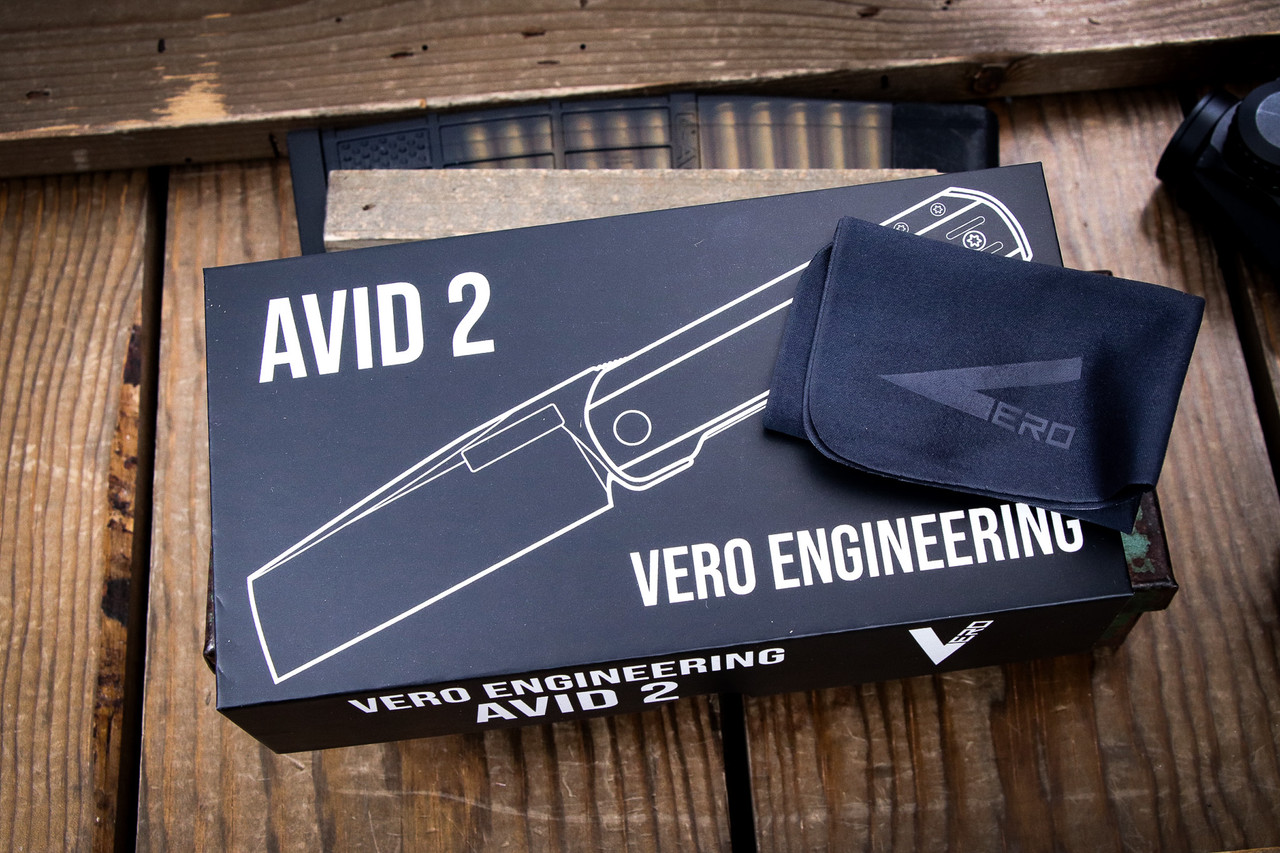 -Vero Engineering Avid 2 Folding Knife Titanium 3.25" S45VN Hand Satin