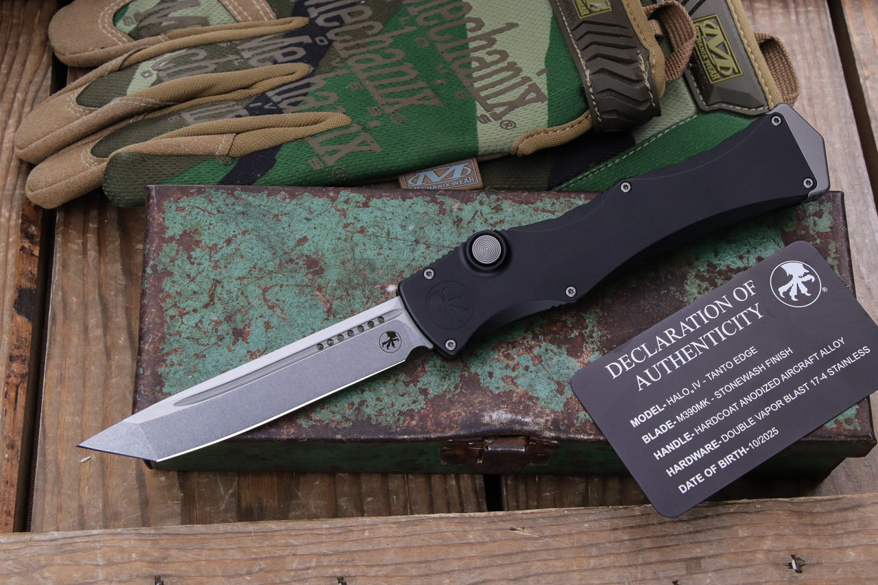 Preowned-Microtech Marfione Select Halo IV OTF Aluminum 3.8" M390 Tanto ...