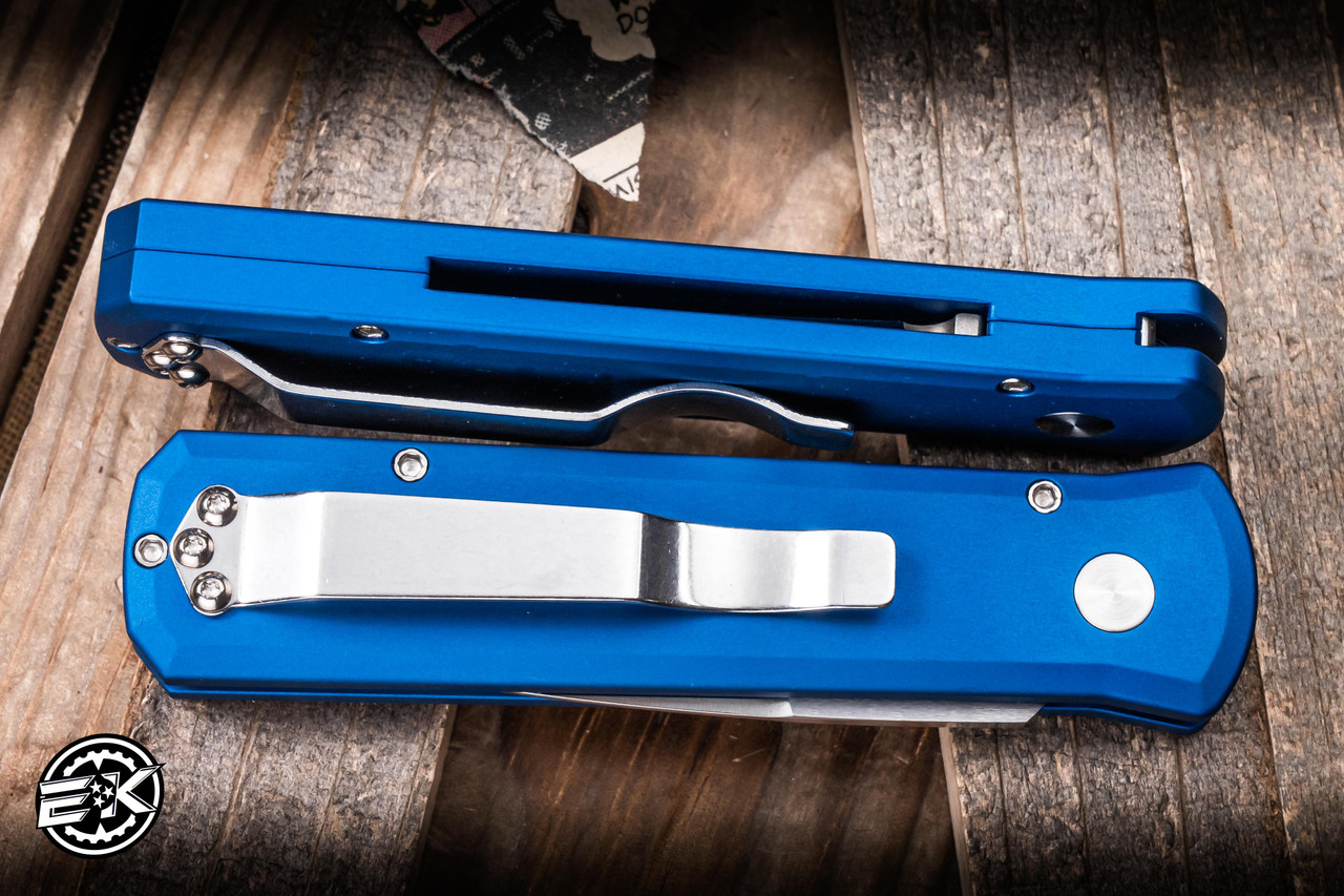 ProTech Godson Automatic Blue Aluminum 3" 154CM Spearpoint Satin