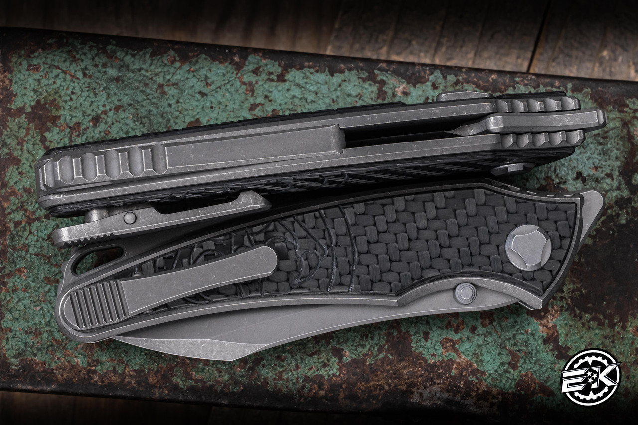 Hawk Knives Talon Folding Knife Black Carbon Fiber 3.5" M390 Stonewash