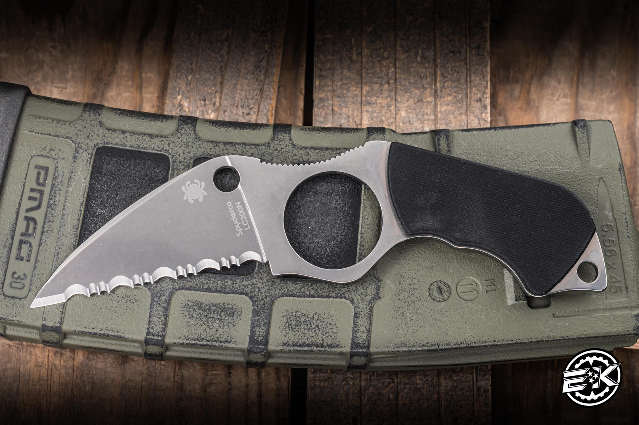 Preowned-Spyderco Swick 5 G10 Fixed Blade 2.4" LC200N Serrated FB14S5