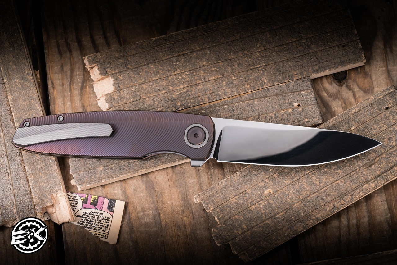 Holt Bladeworks Custom Outlaw Flipper Knife Purple/Gold-Bronzed Flux ...
