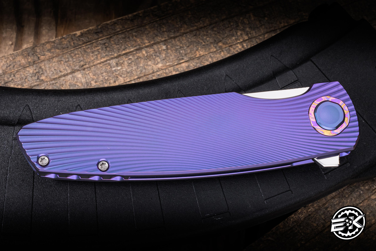 Holt Bladeworks Custom Outlaw Flipper Knife Purple Field Titanium 3.95 ...