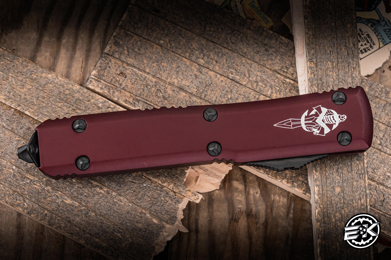 Preowned-Gen II Microtech Ultratech OTF Merlot Red 3.4" M390 Hellhound ...