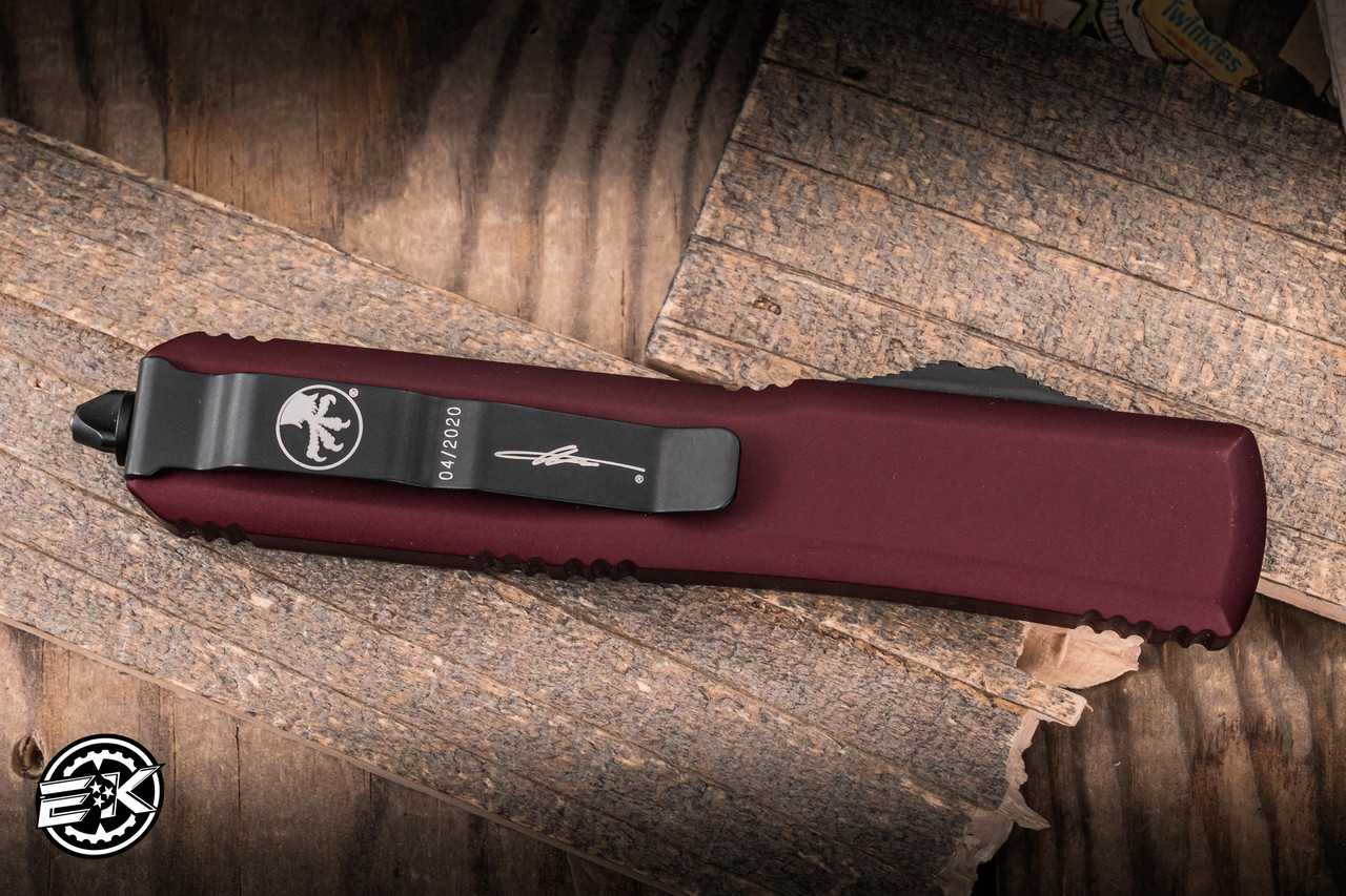 Preowned-Gen II Microtech Ultratech OTF Merlot Red 3.4" M390 Hellhound ...