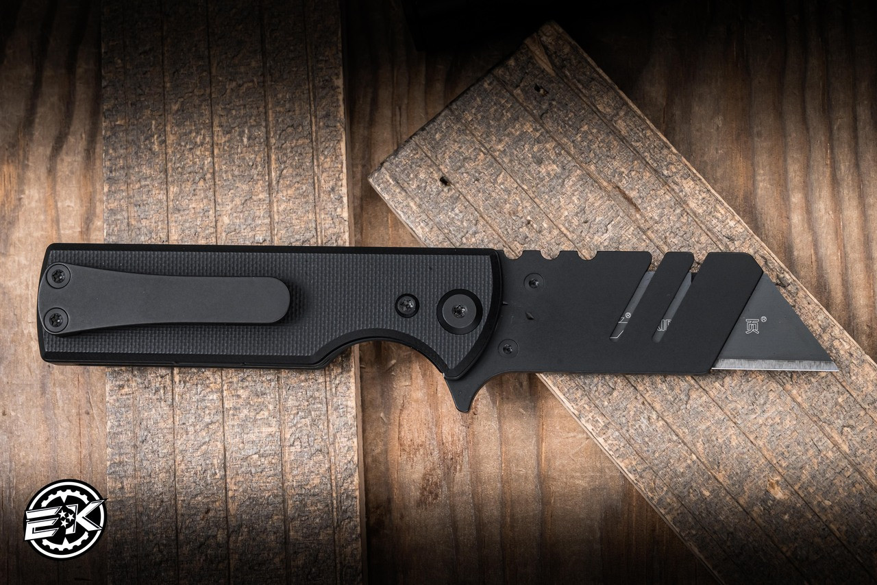 Chaves Knives CHUB Flipper Utility Knife Black G10 2.6" PVD Razor