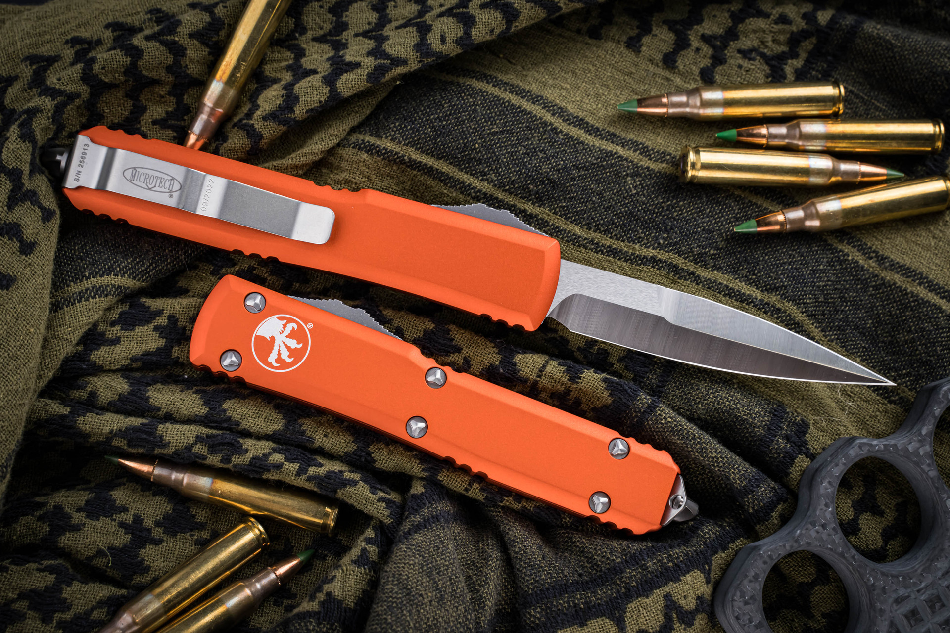 Microtech Ultratech OTF Automatic Knife Orange 3.4" Satin Bayonet 120-4OR