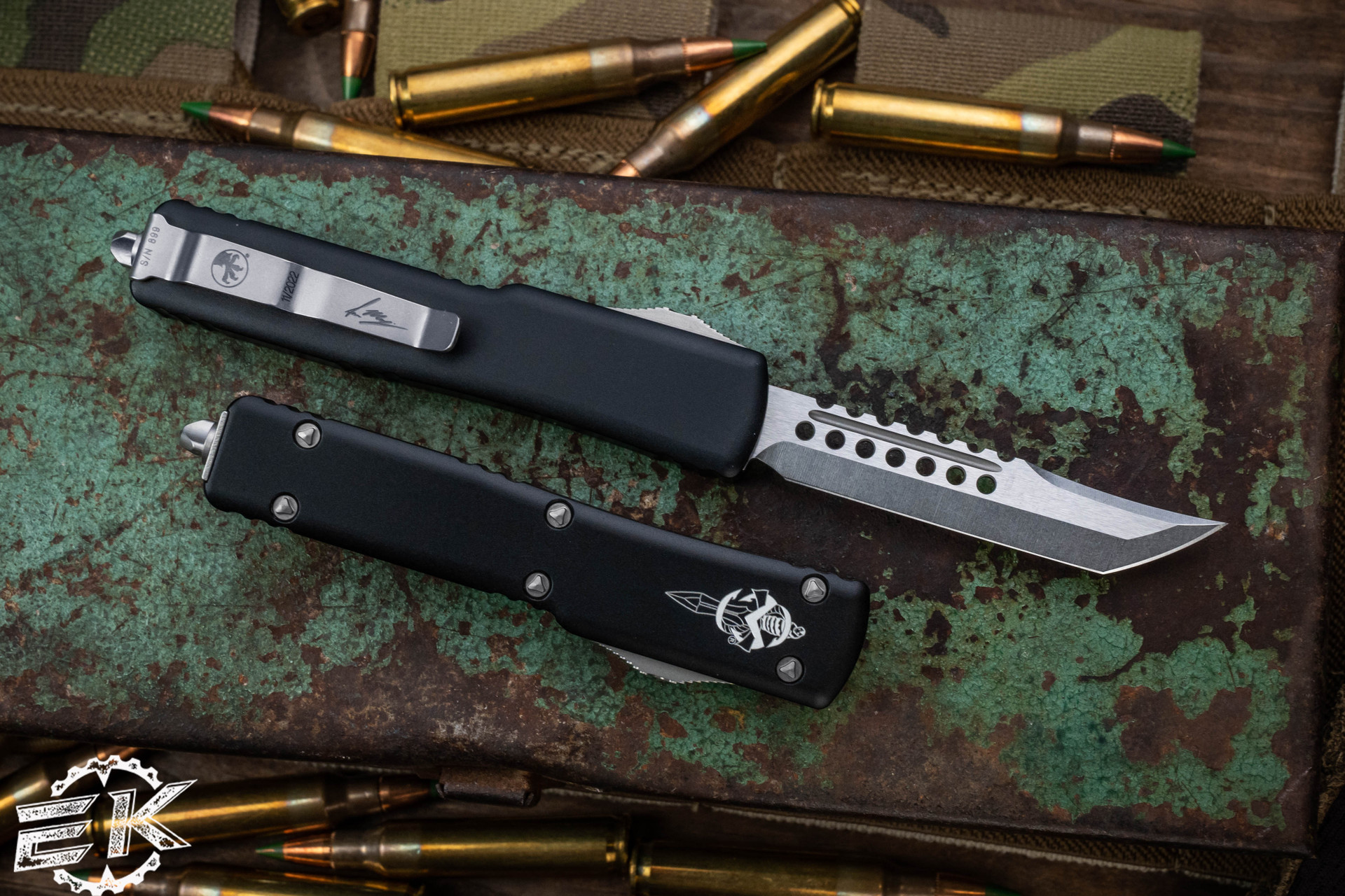 Microtech UTX-70 OTF Automatic Knife Black 2.4" Hellhound Stonewash 419-10S