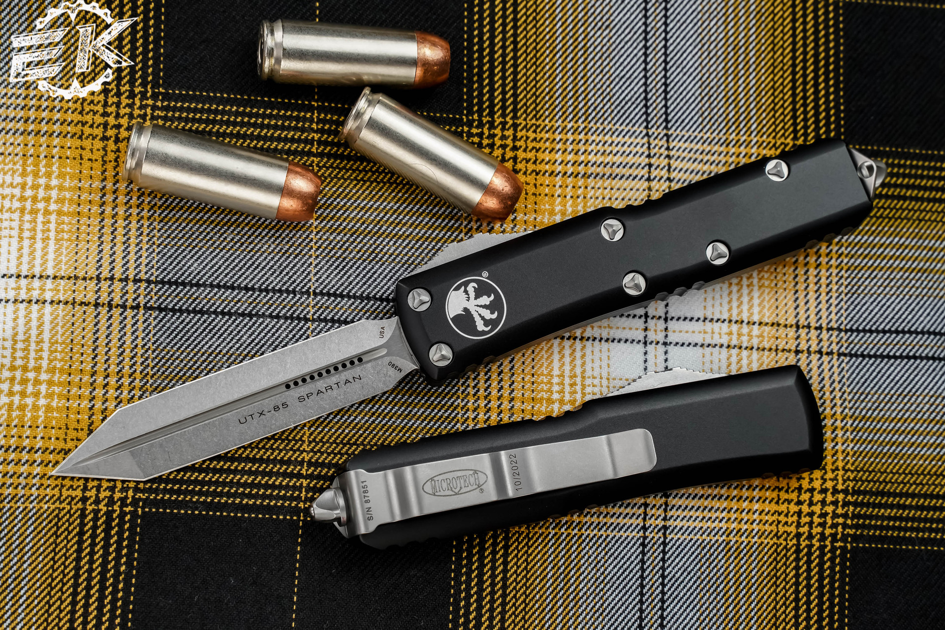 Microtech Utx 85 Spartan Otf Automatic Knife 31 Stonewash 230 10