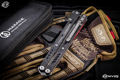 Maxace Banshee V2 Balisong Knife Black G10/Red Spacers 4.7" Satin Drop ...
