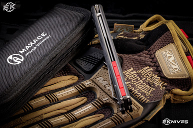 Maxace Banshee V2 Balisong Knife Black G10/Red Spacers 4.7" Satin Drop ...