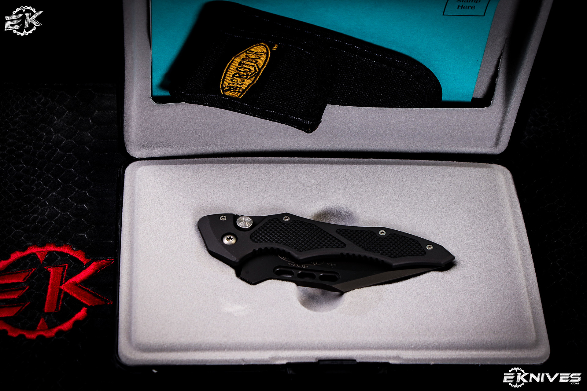 Microtech Vector Automatic Black Folding Knife 3" Black Hawkbill ...