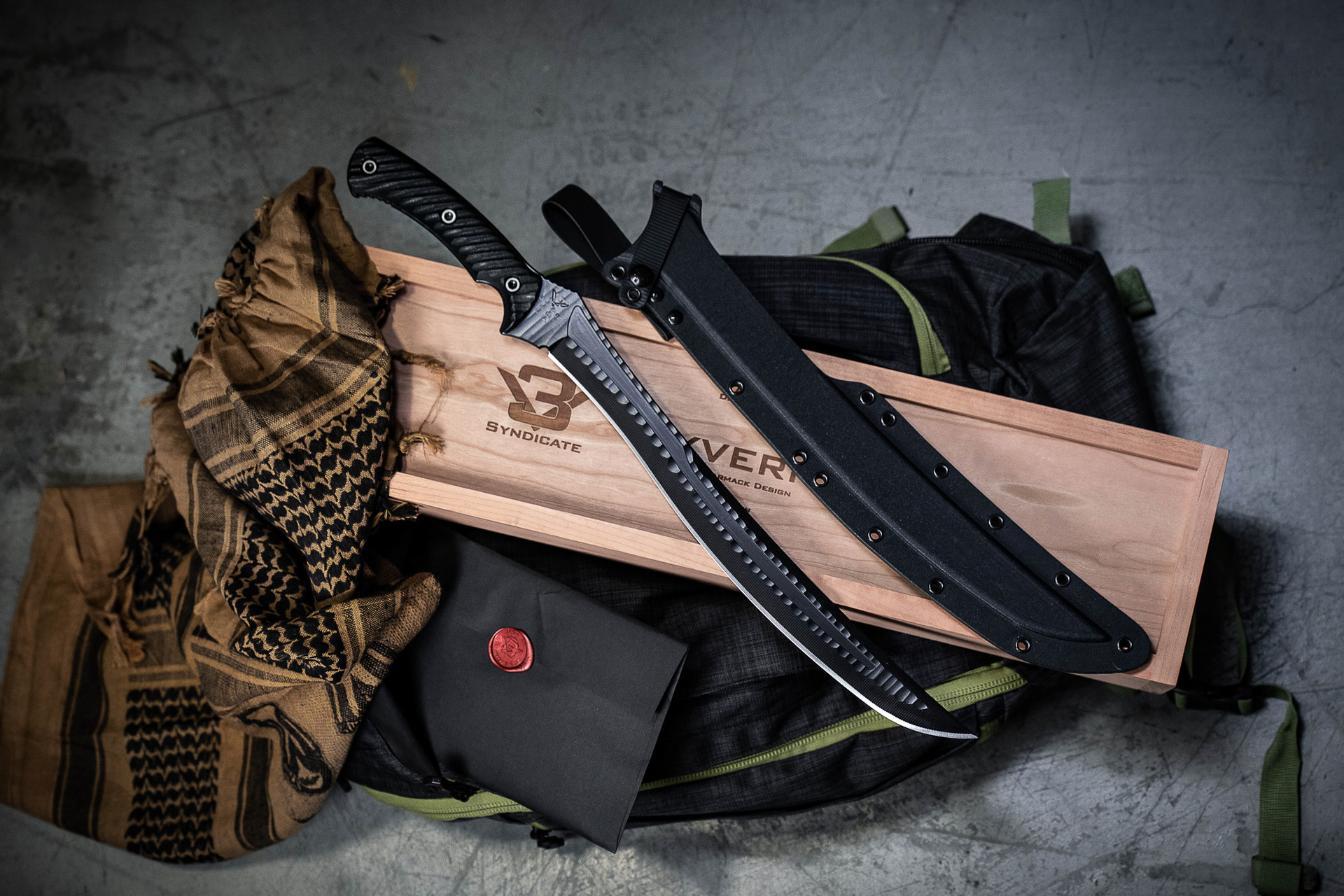 RMJ Tactical 3V Syndicate Textured "Wyvern" Short Sword Black G10 15.13 ...