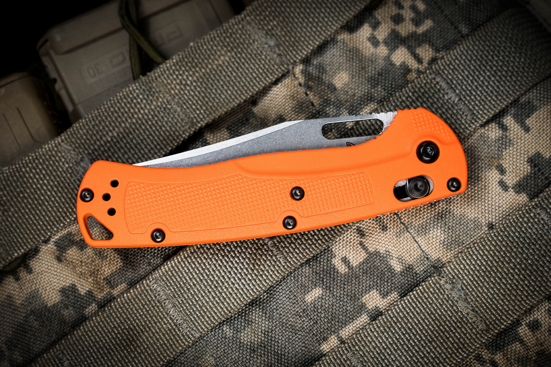 Benchmade Hunt Taggedout AXIS Lock Folding Knife Orange 3.5" Stonewash ...