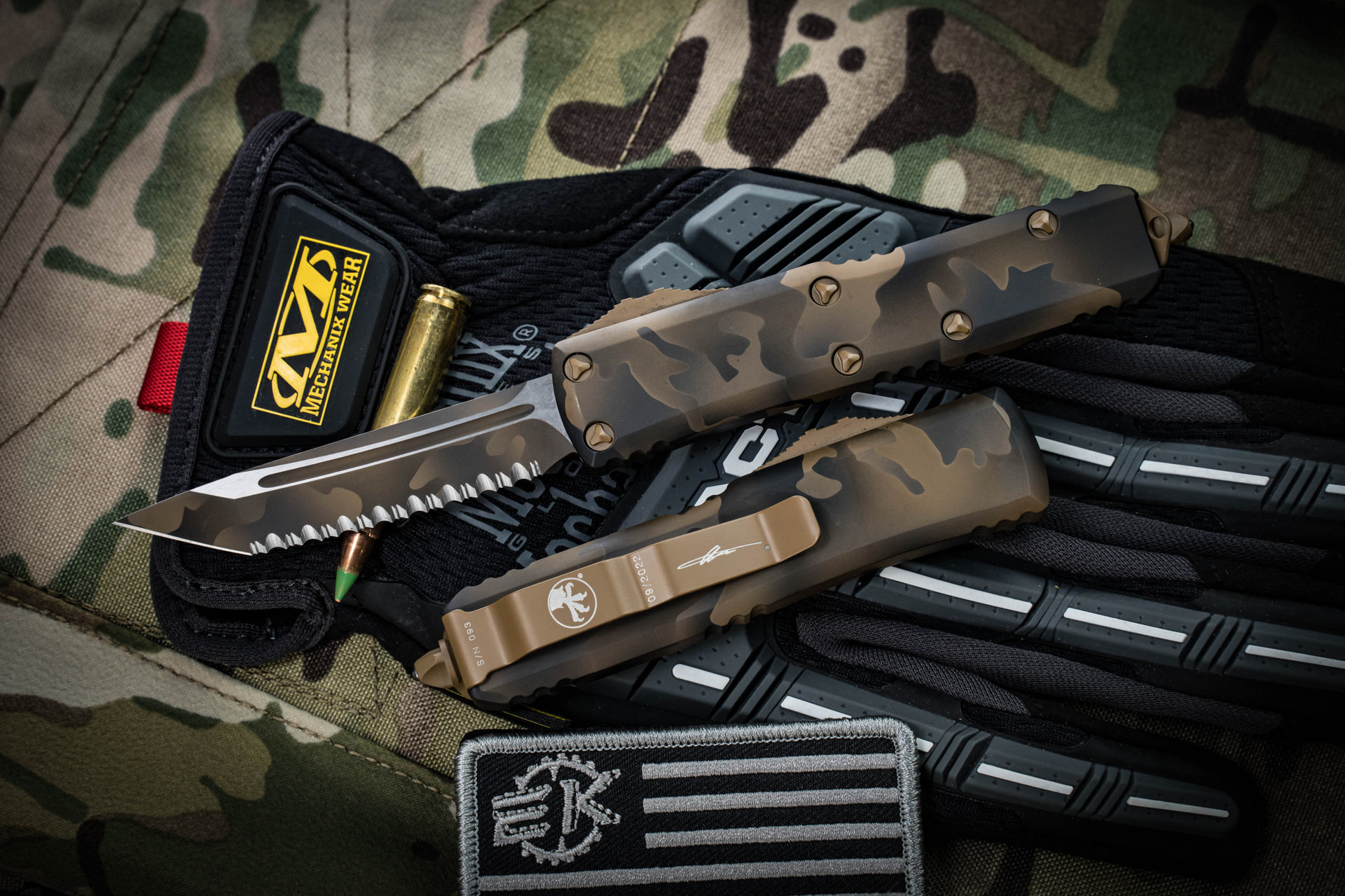 Microtech Utx 85 Coyote Camo Cerakote Otf Automatic Knife 31 Tan Camo