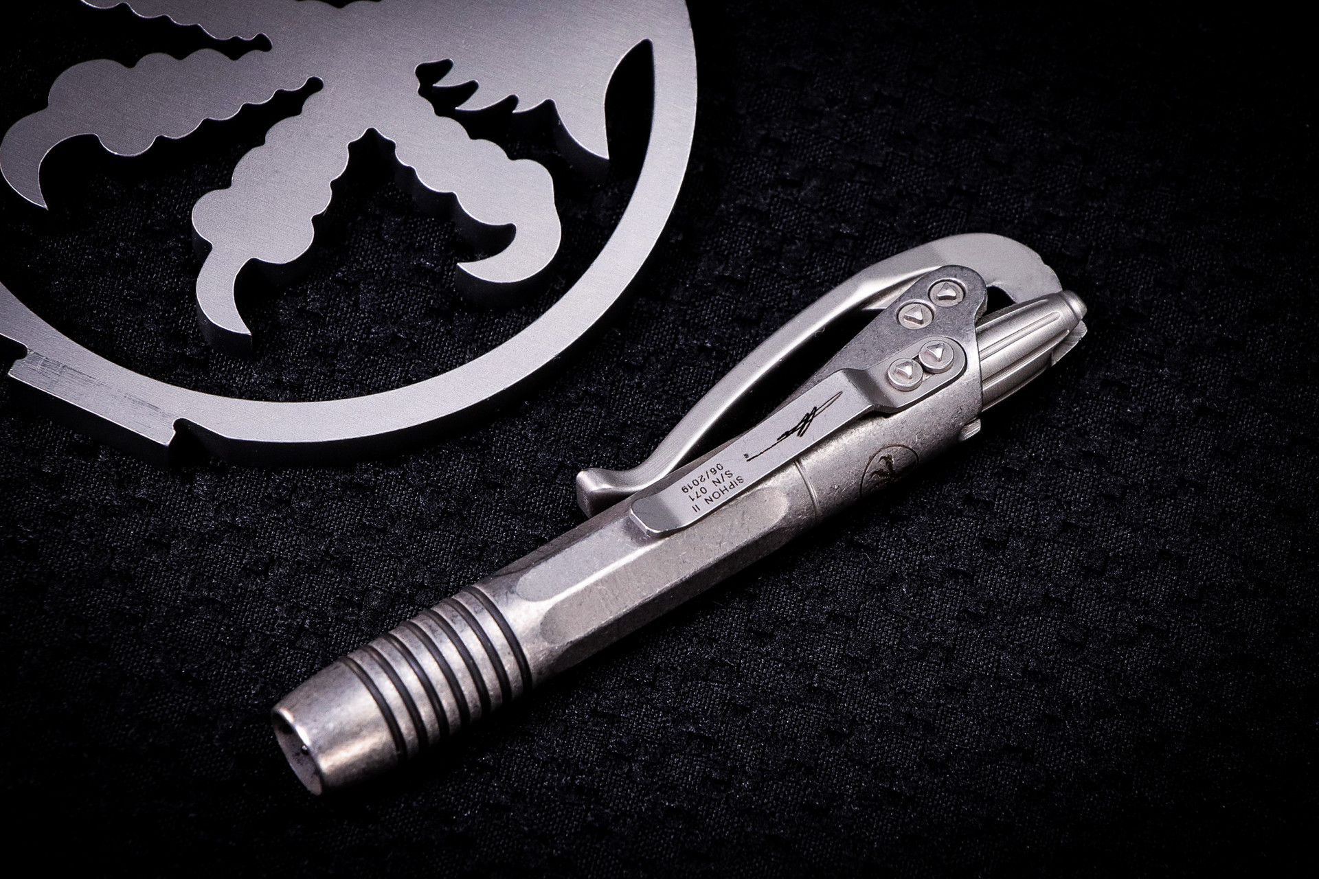 Microtech Siphon II Stonewash Stainless Claw Logo Tactical Pen 401SS ...