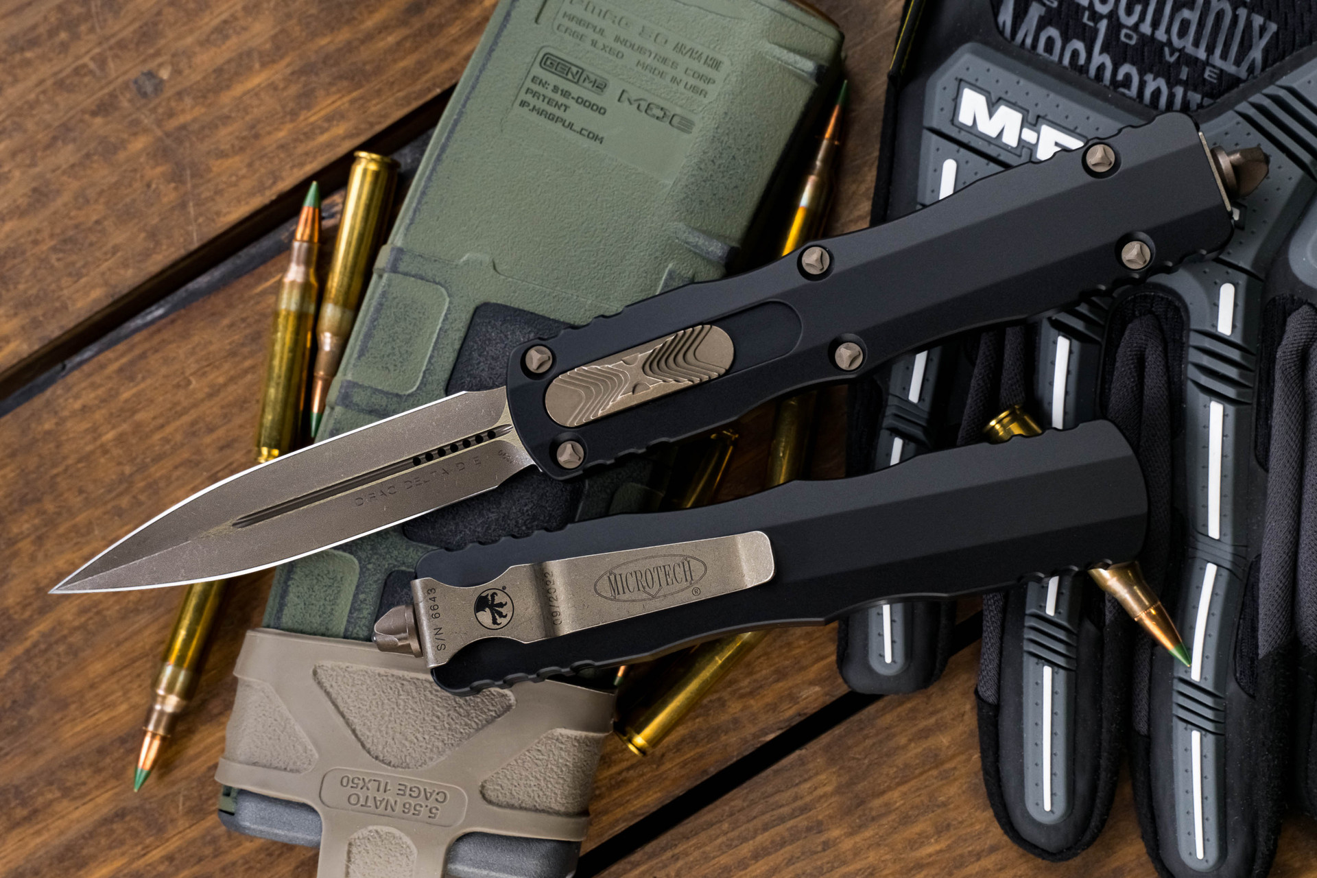 Microtech Dirac Delta OTF Automatic Knife 3.75" Dagger Bronze ...