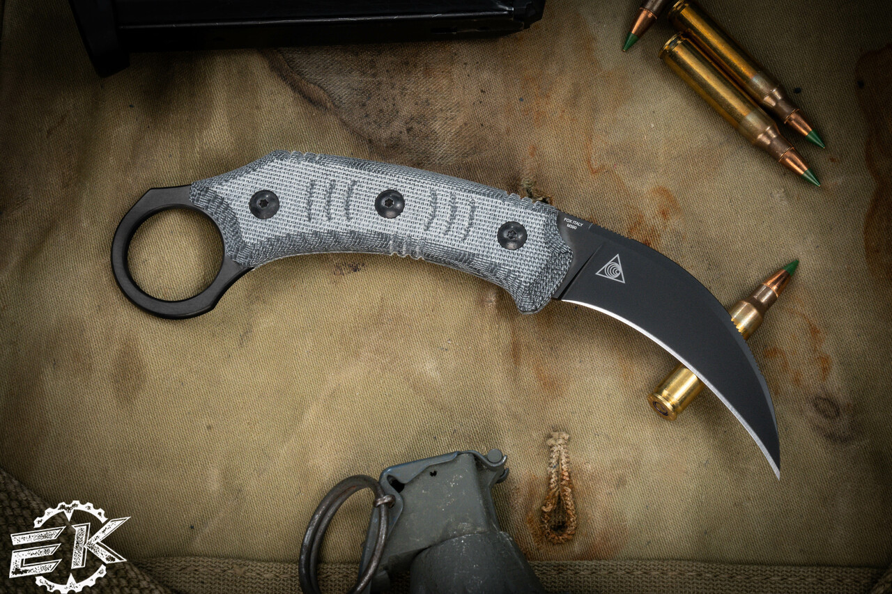 Bastinelli Knives Fury Black Micarta Fixed Blade Knife 3" M390 PVD