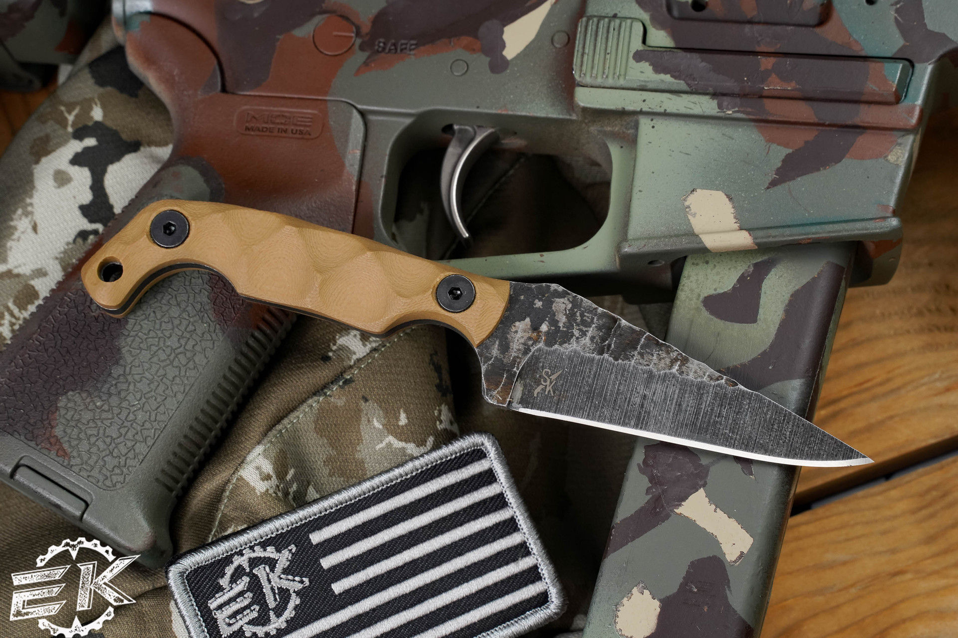 Stroup Knives "MINI" Fixed Blade Knife Tan G10 3" 1095 Carved Pike MINI ...