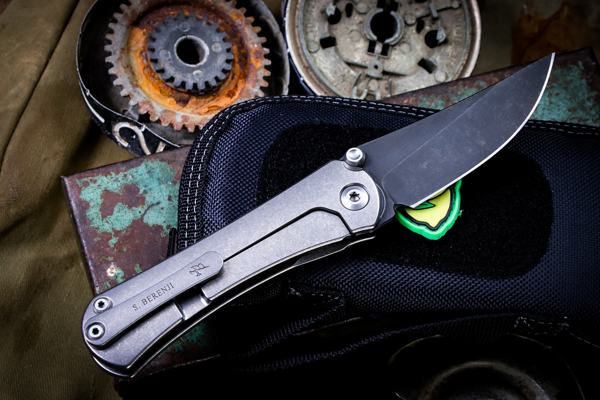 Borka Blades Custom SBKF Titanium Crest Knife 3.25" DLC Stonewash
