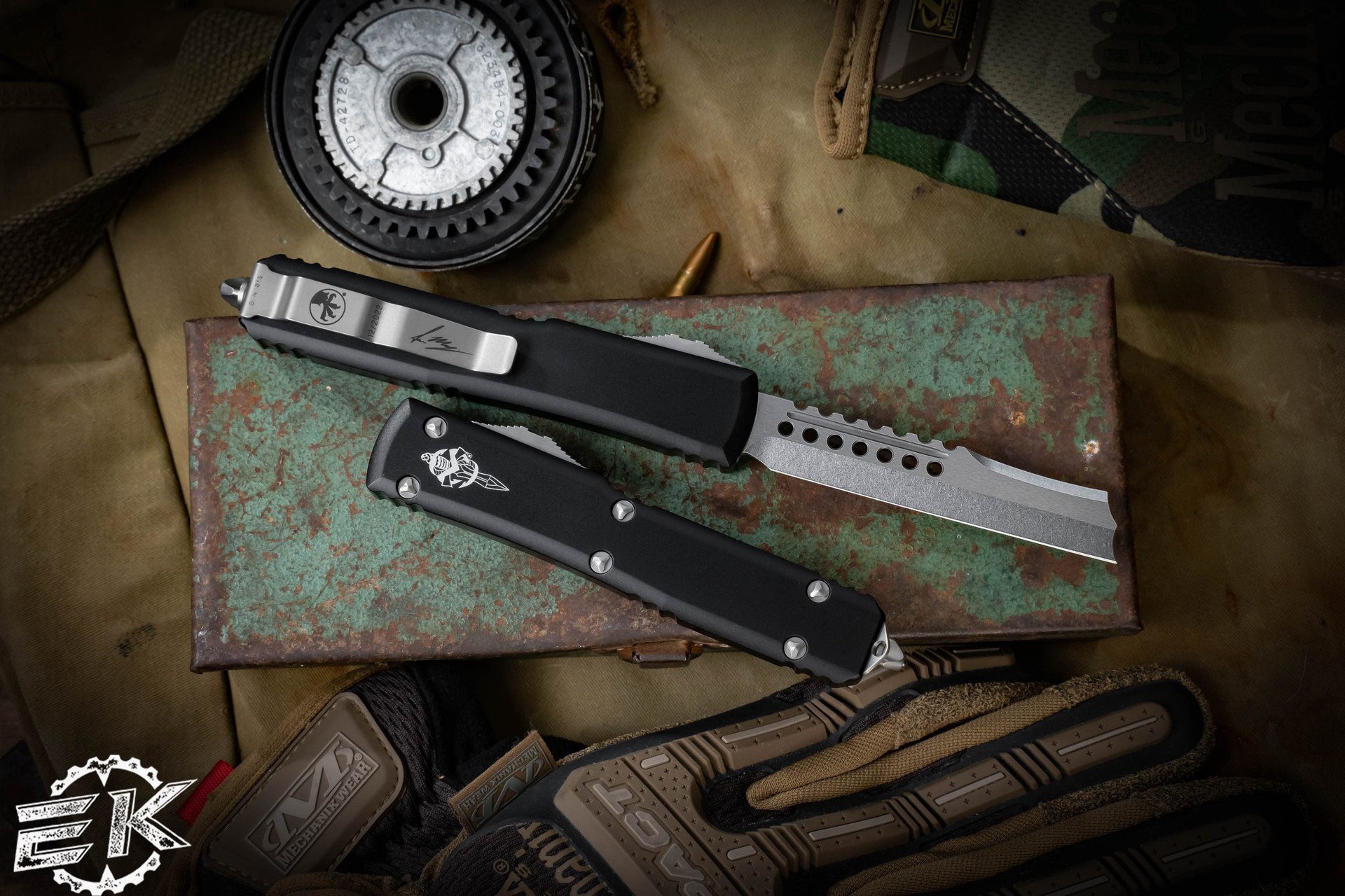 Microtech Ultratech Hellhound Razor OTF Automatic Knife 3.4" Stonewash ...