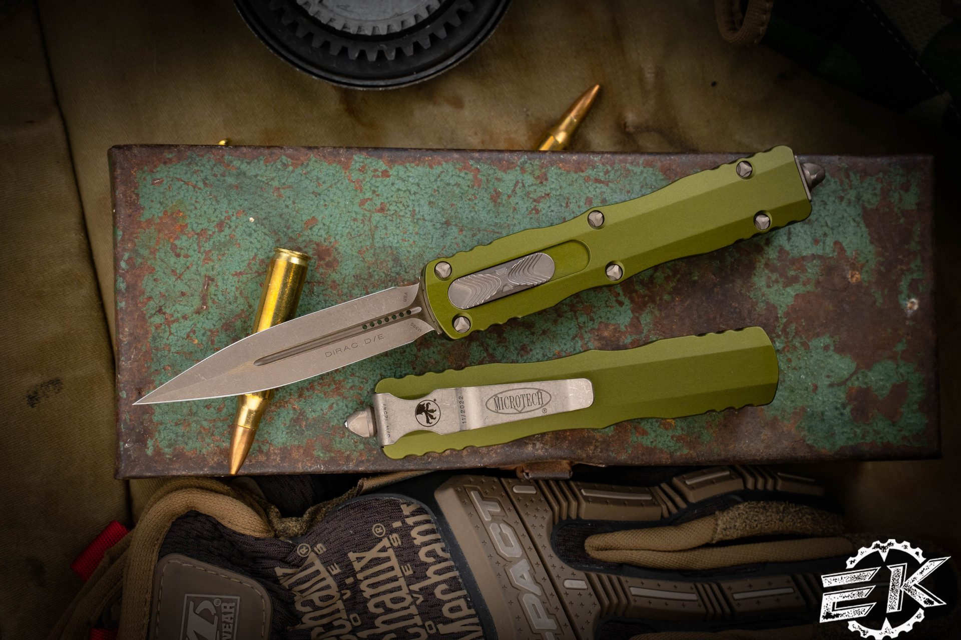 Microtech Dirac OD Green OTF Automatic Knife 3" Dagger Bronze ...
