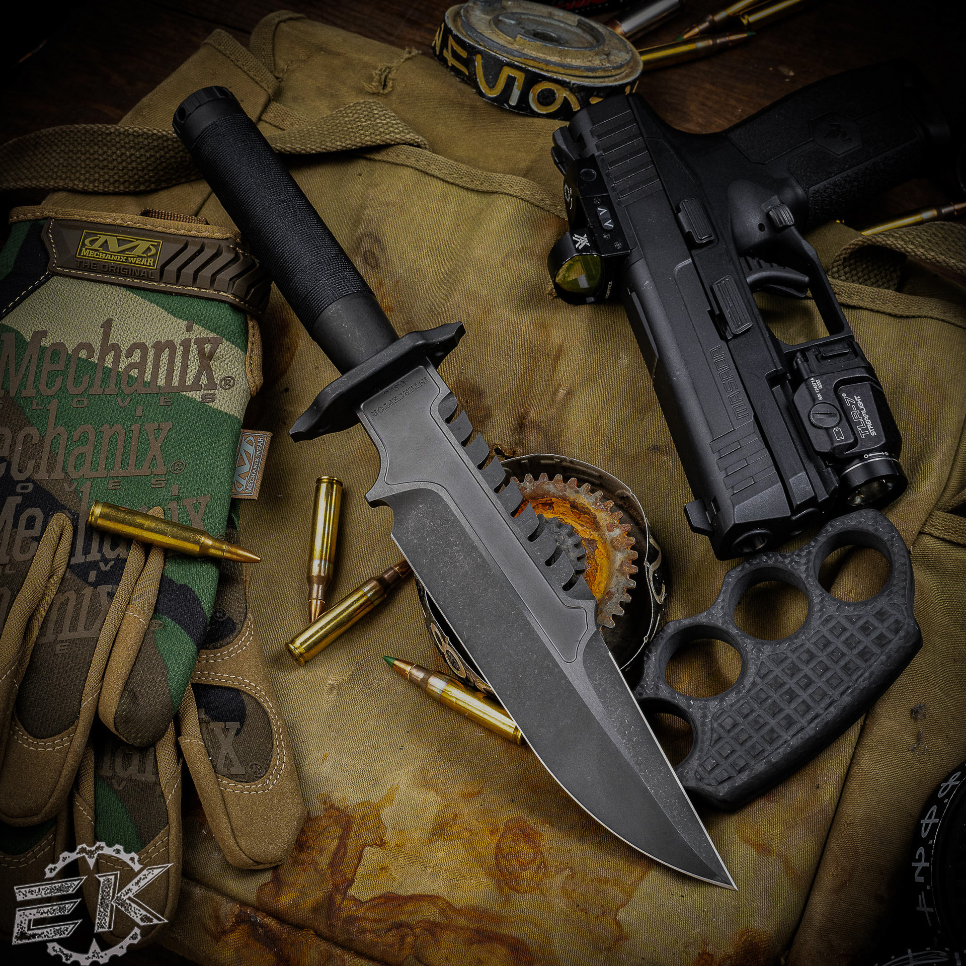 Microtech/Marfione Custom Interceptor Black Cord Wrap 7" Bowie DLC ...