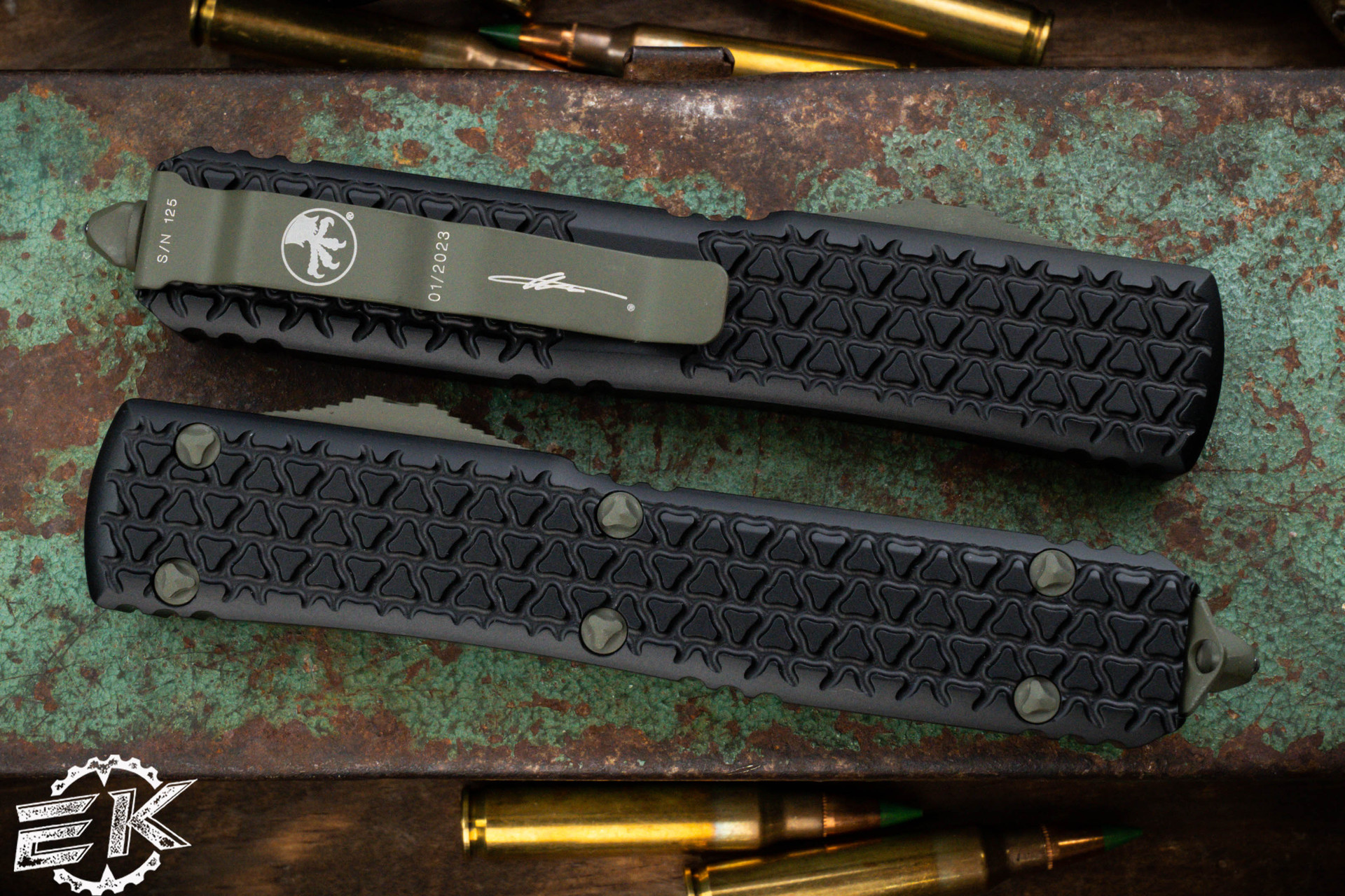 Microtech Tri Grip Ultratech Eknives Ekclusive Od Green Cerakote Otf