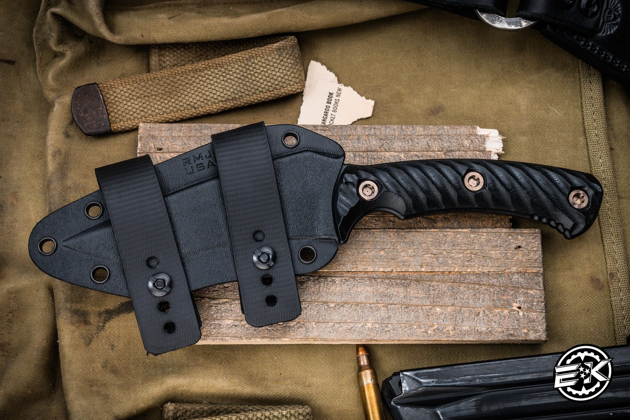 RMJ Tactical "Peregrine" Fixed Blade Knife Black G10 4.25" Recurve ...