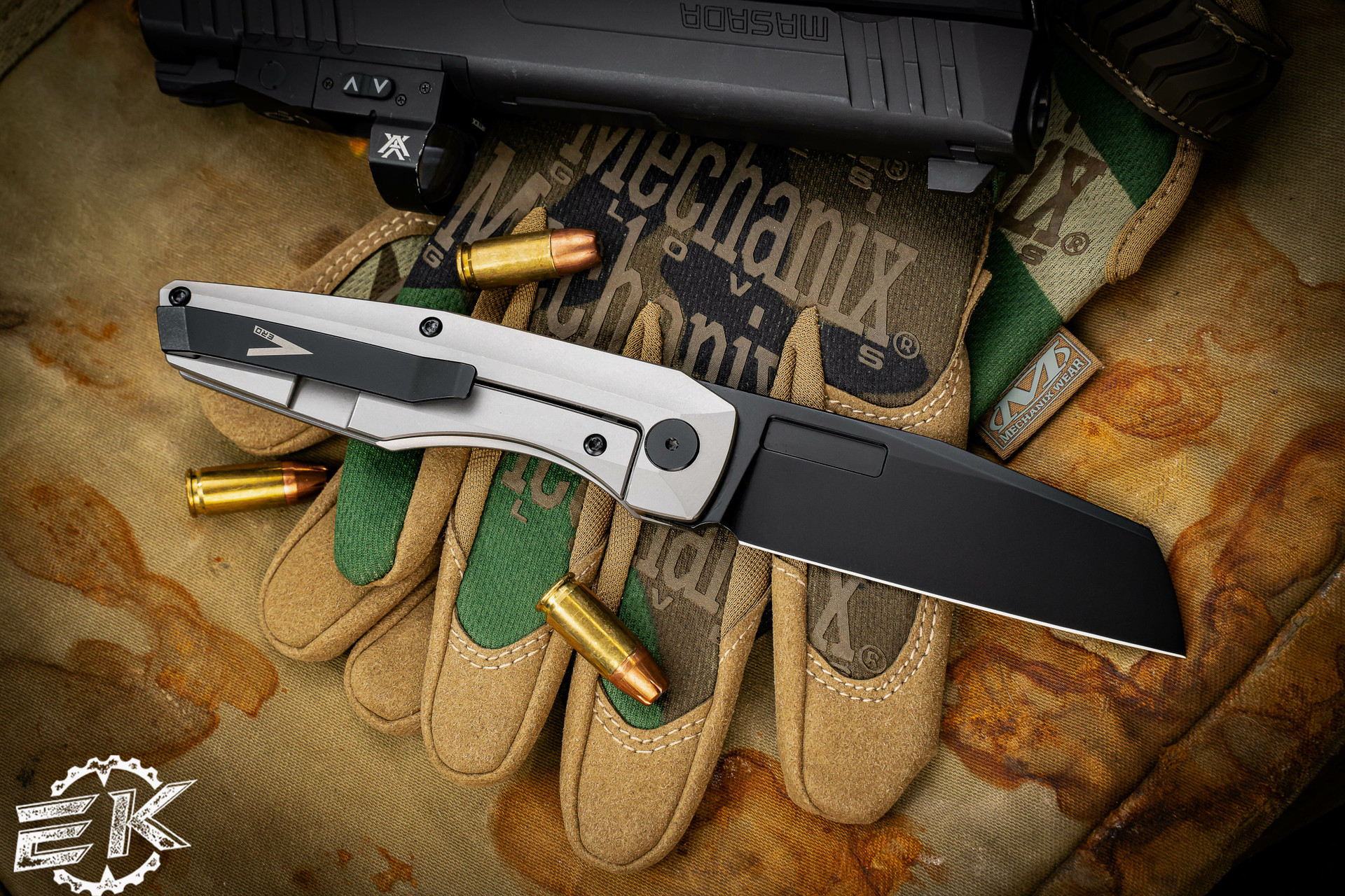 Vero Engineering Axon Frame Lock Knife Stonewash TItanium 3.4" M390 DLC