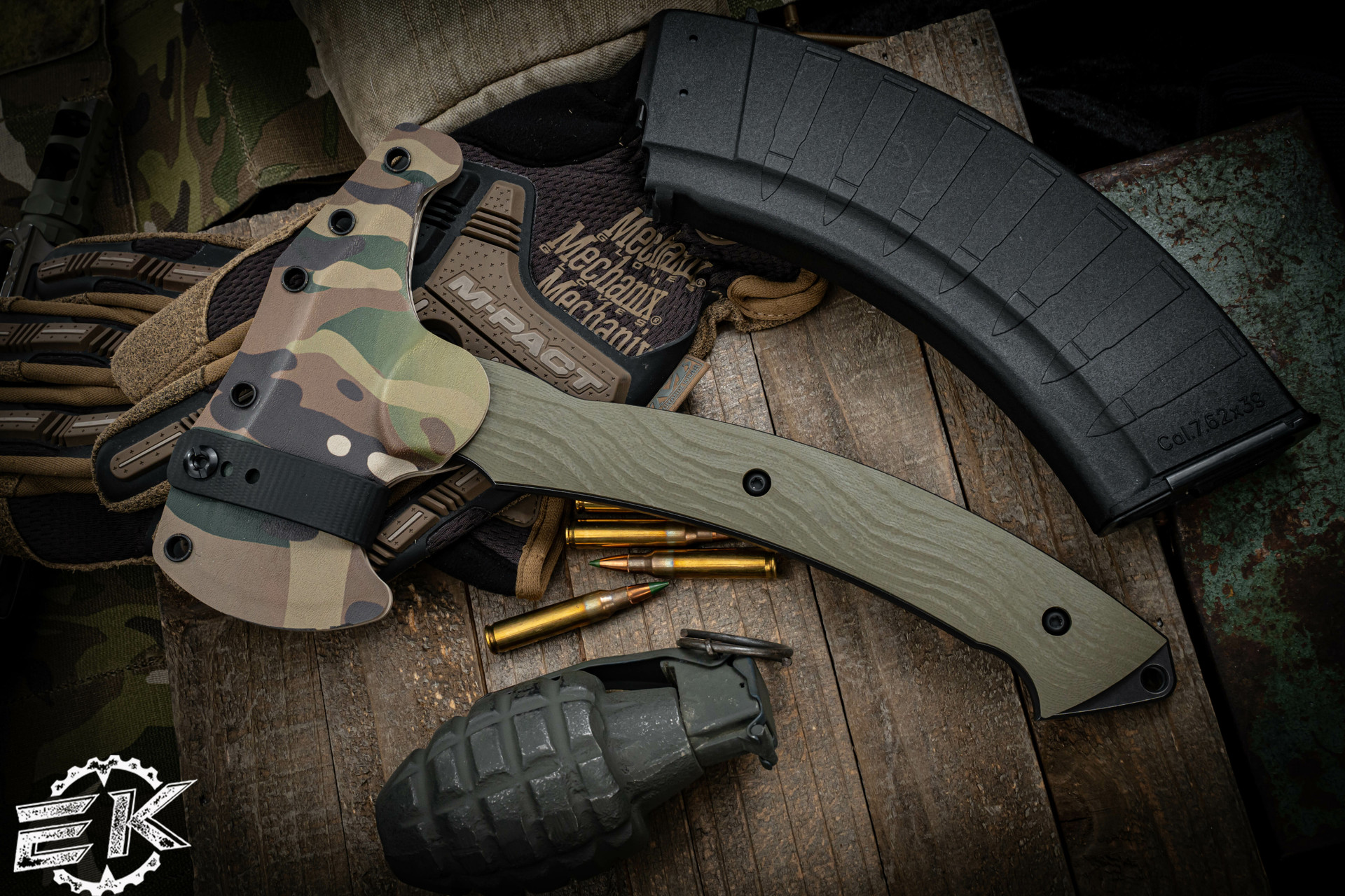 Toor Knives Tomahawk Covert Green G10 Fixed Blade 11" Black Oxide w ...